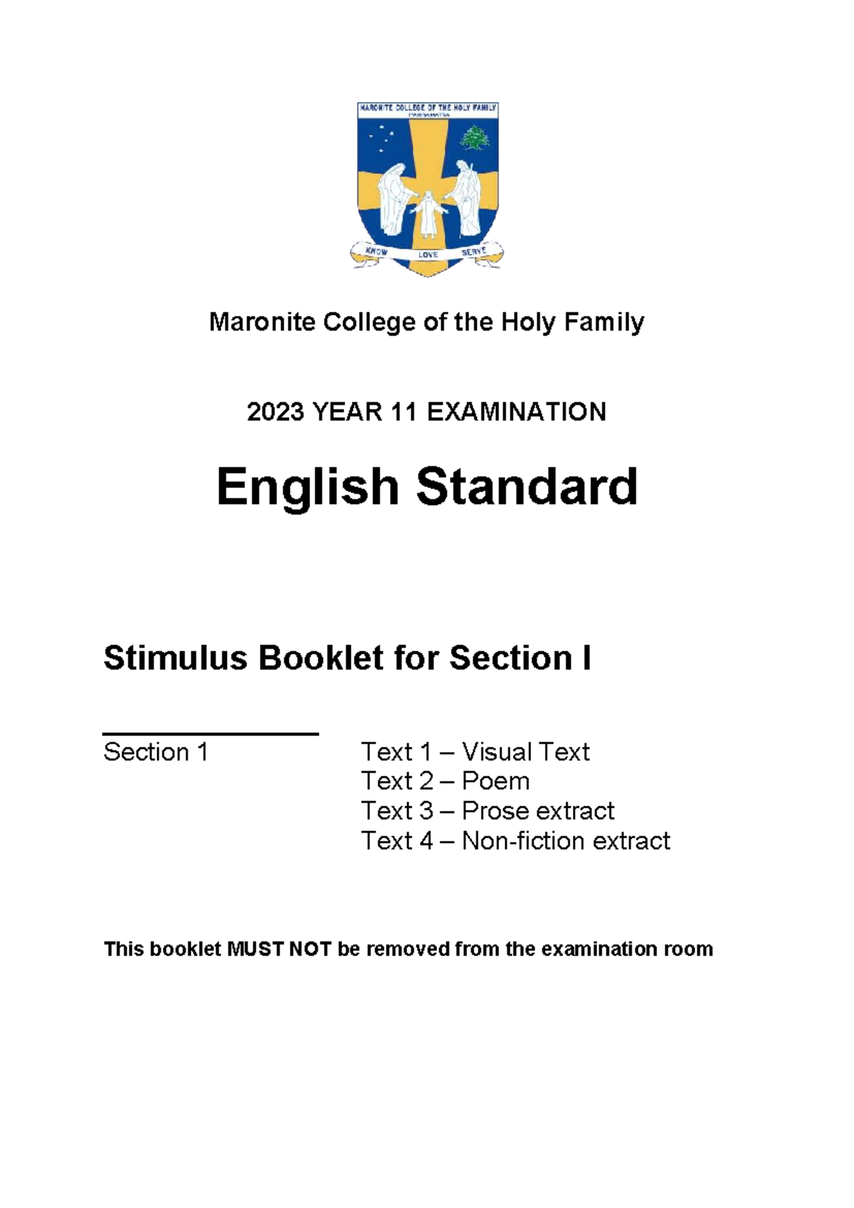 2023 YEAR 11 ENGLISH STANDARD EXAM - Stimulus Booklet - Studocu