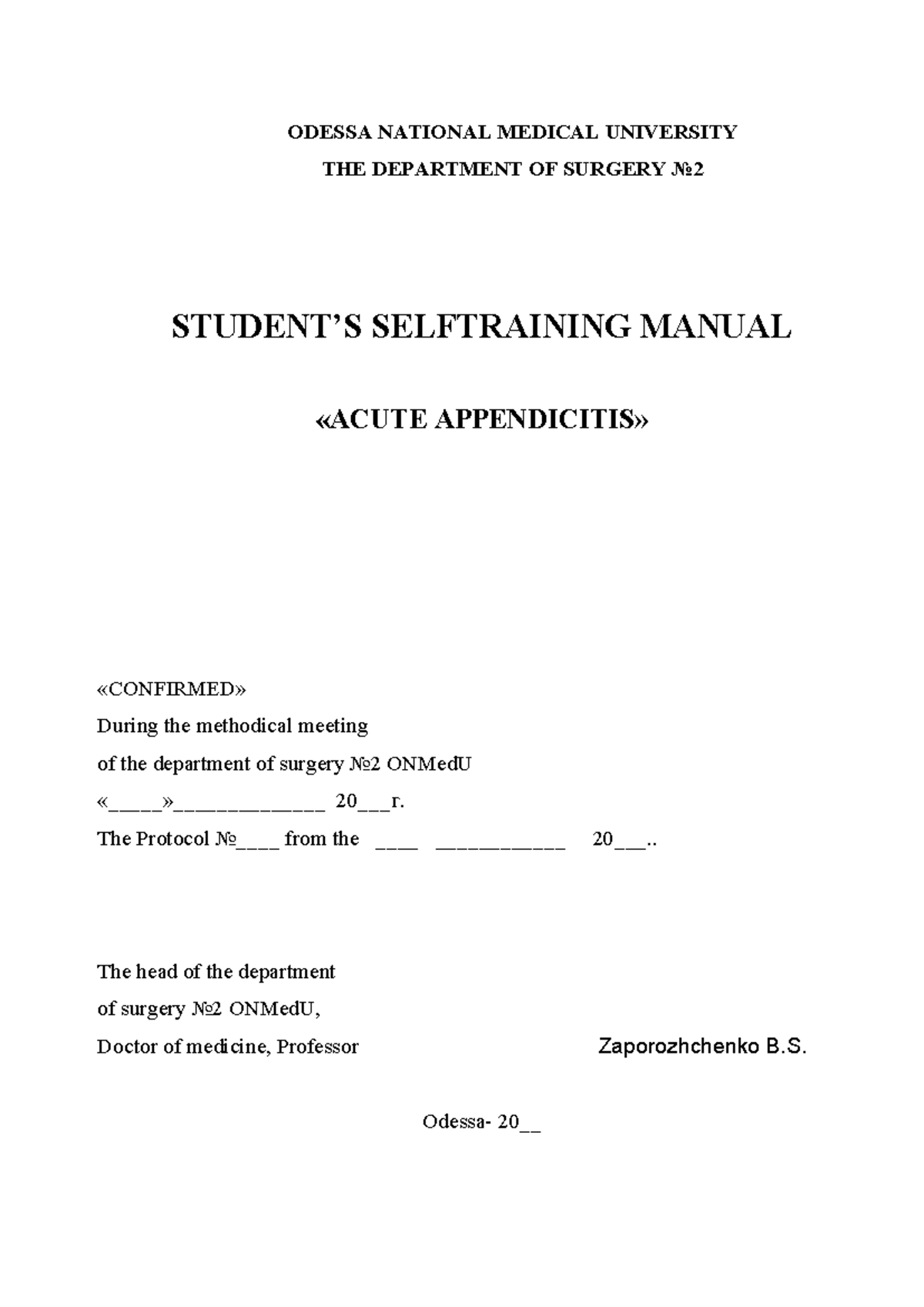 Acute Appendicitis Overview and Management - Surgery Course Code ...