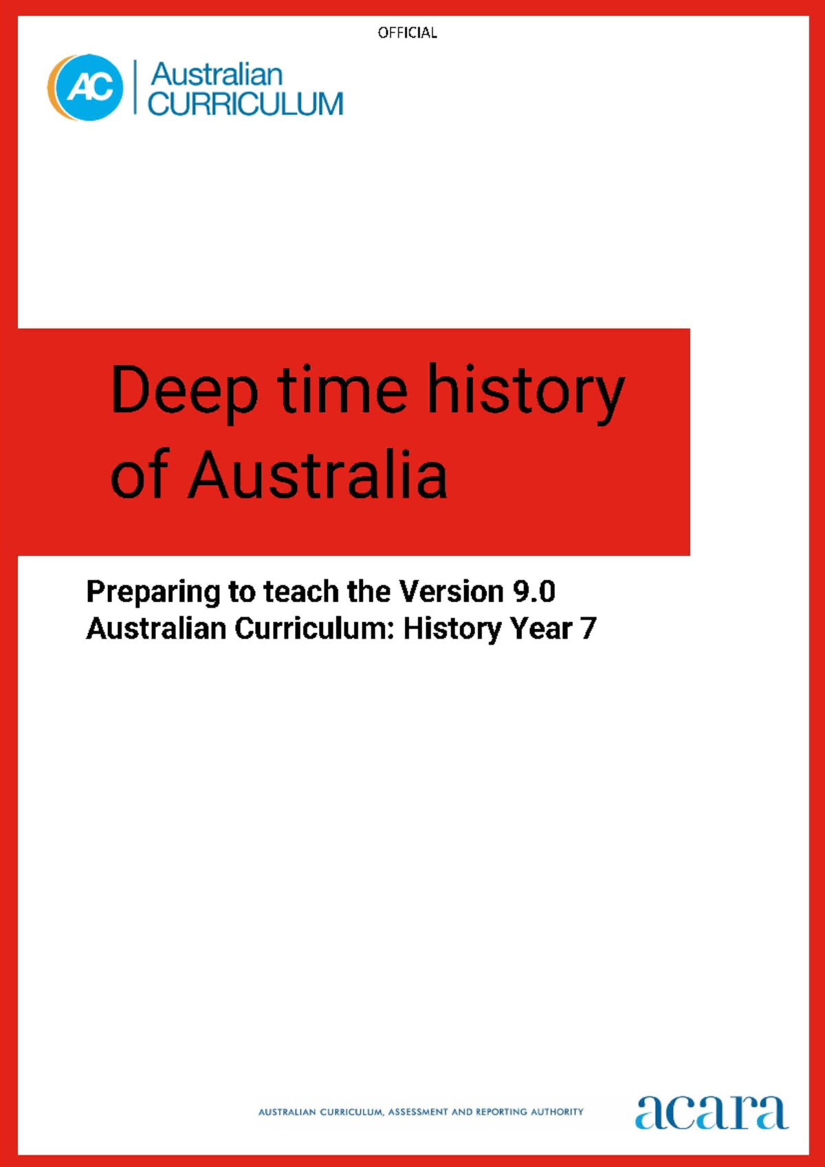 Year 7 History: Teaching Deep Time History of Australia Resource - Studocu