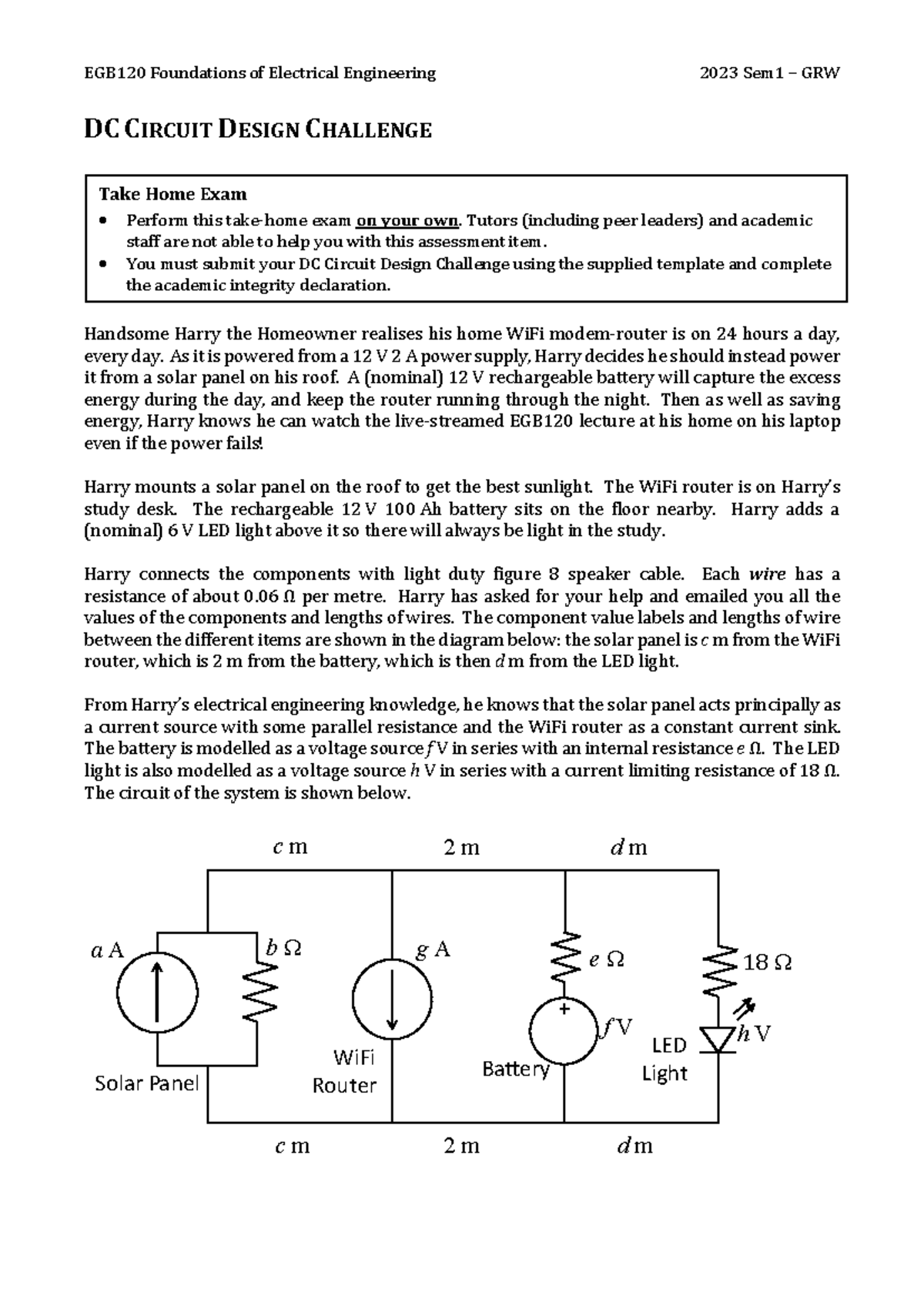 EGB120 Take Home Exam 2023 Sem1 - DC Circuit Design Challenge - Studocu