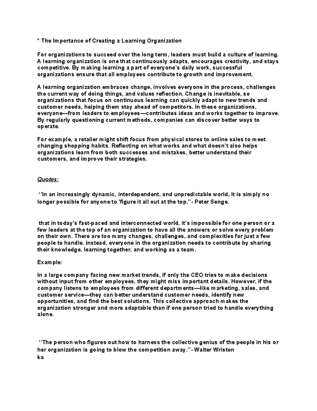 LO11.4 Strategic Management: Building a Learning Organization for ...