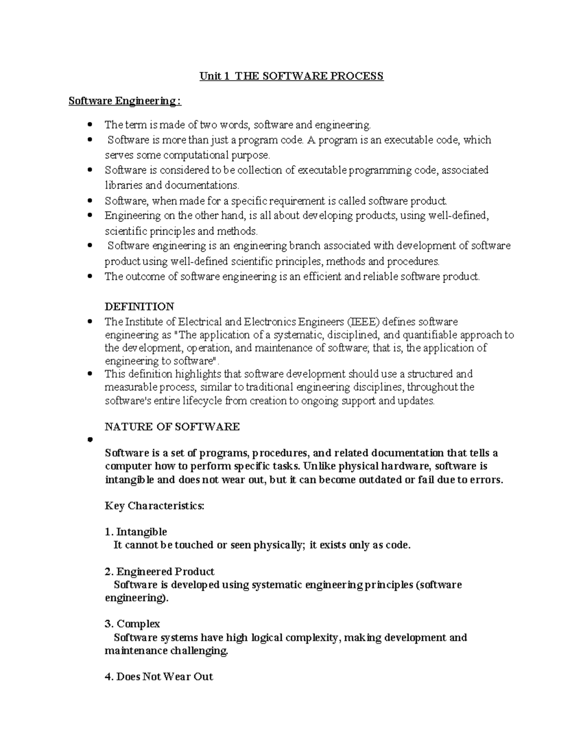 Unit 1: The Software Process in Software Engineering - Studocu