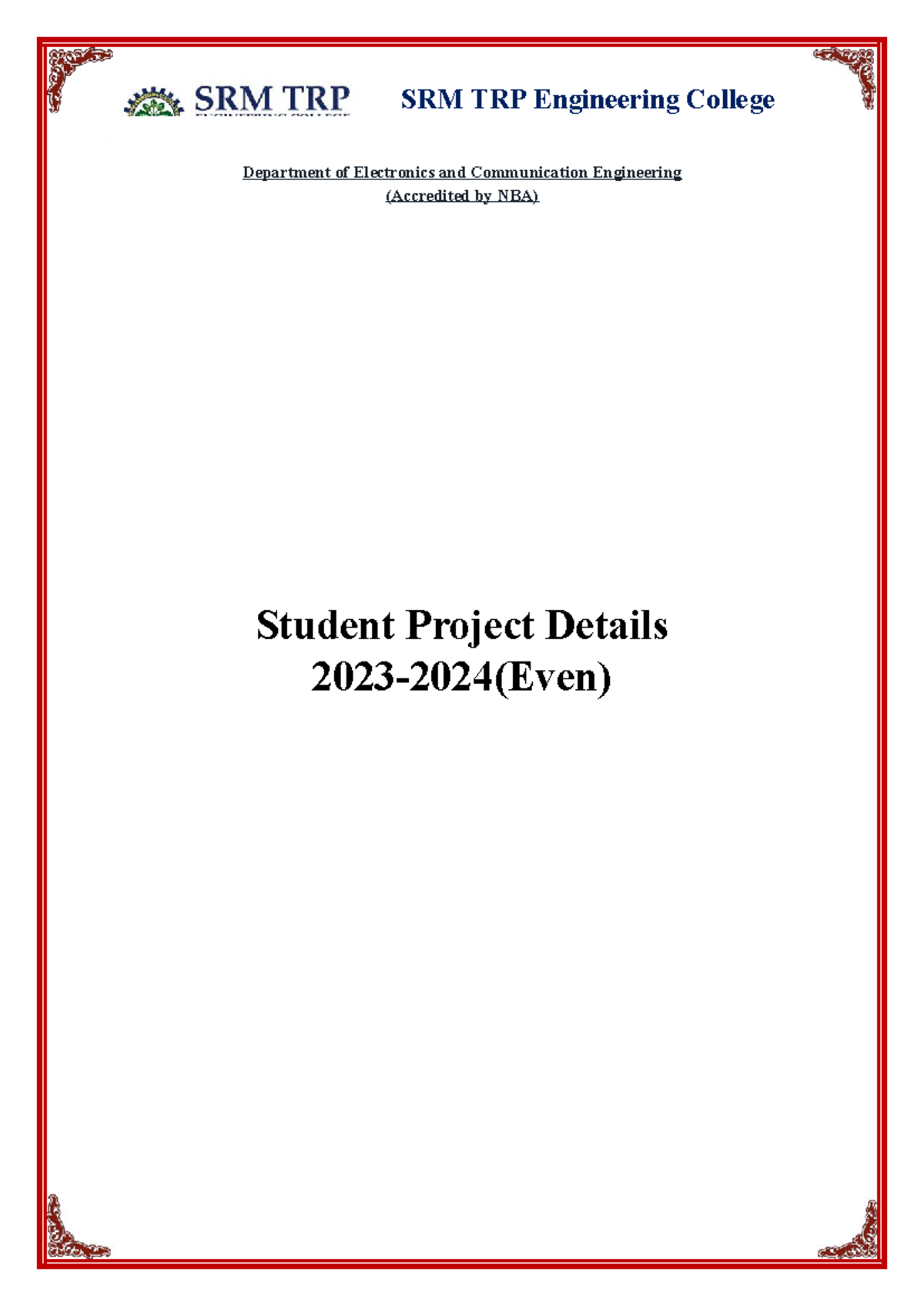 SRM TRP ECE Student Project Details 2023-24: Curriculum Gaps Analysis ...