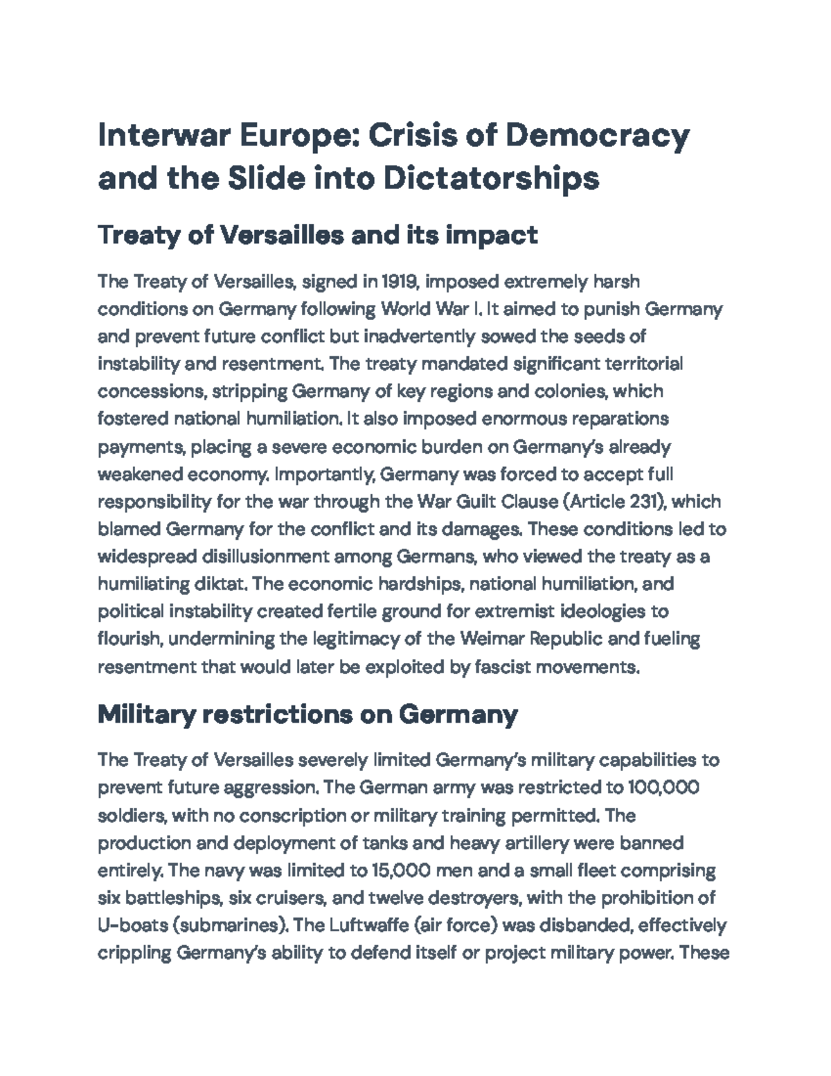 Interwar Europe: Democracy's Decline and the Rise of Fascism (HIST 201 ...