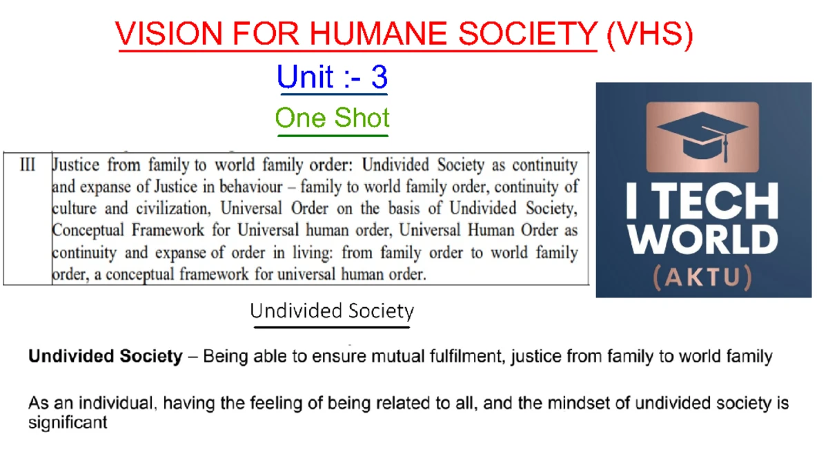 Unit 2 - Good data - VISION FOR HUMANE SOCIETY (VHS) Unit 2 One Shot II Understanding ...