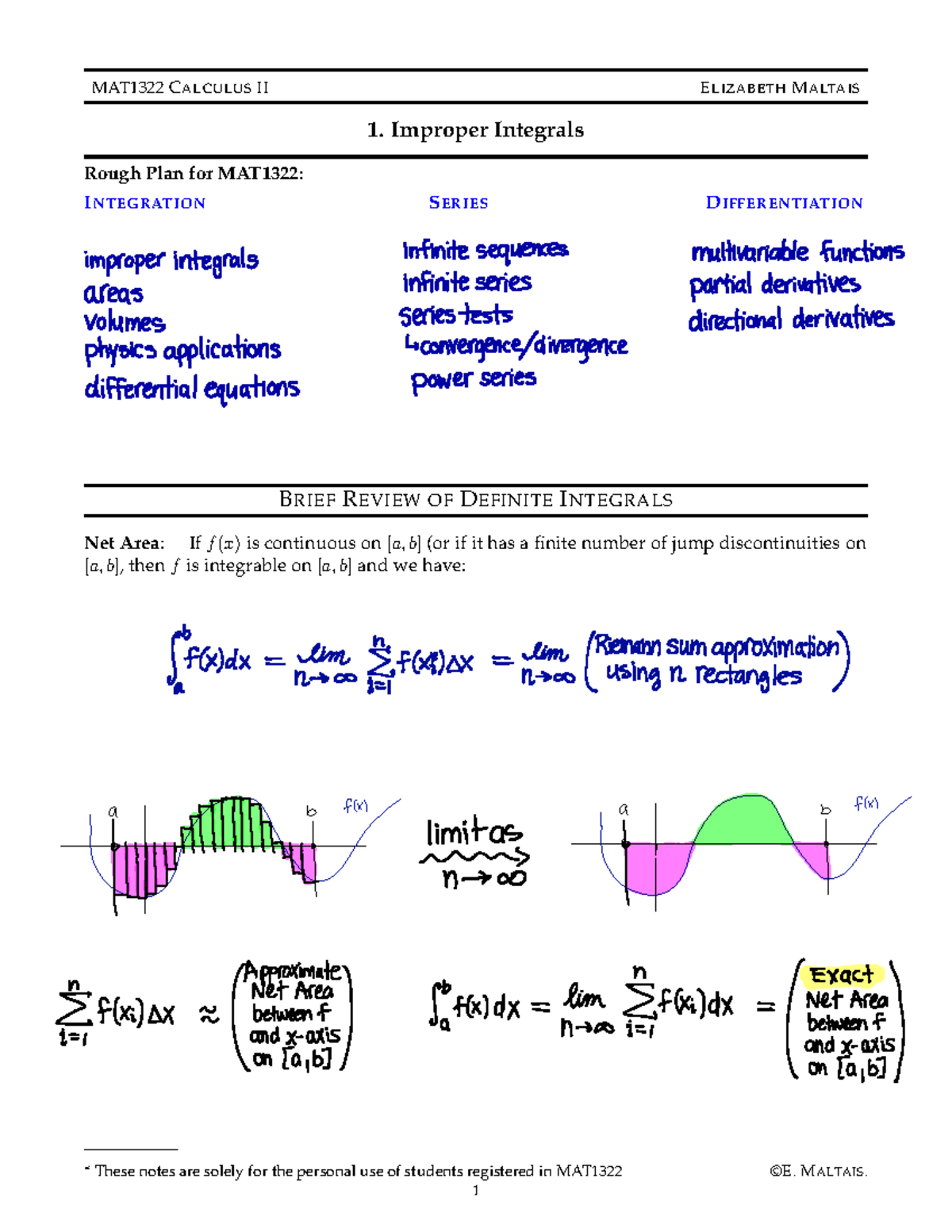 MAT1322 Final Exam Study Guide: Improper Integrals and Applications ...