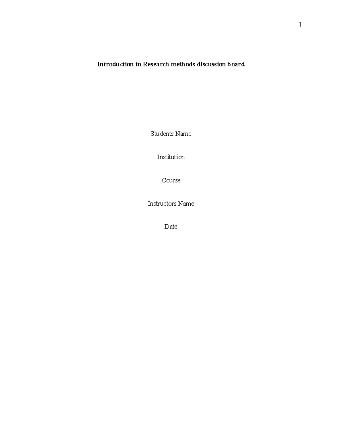 Research Methods Discussion Board: Opinion Superiority Analysis - Studocu