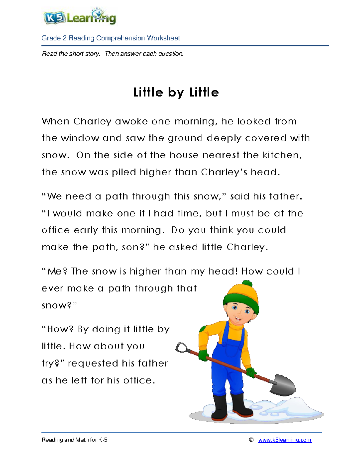 Grade 2 Story Analysis: "Little by Little" Summary & Questions - Studocu