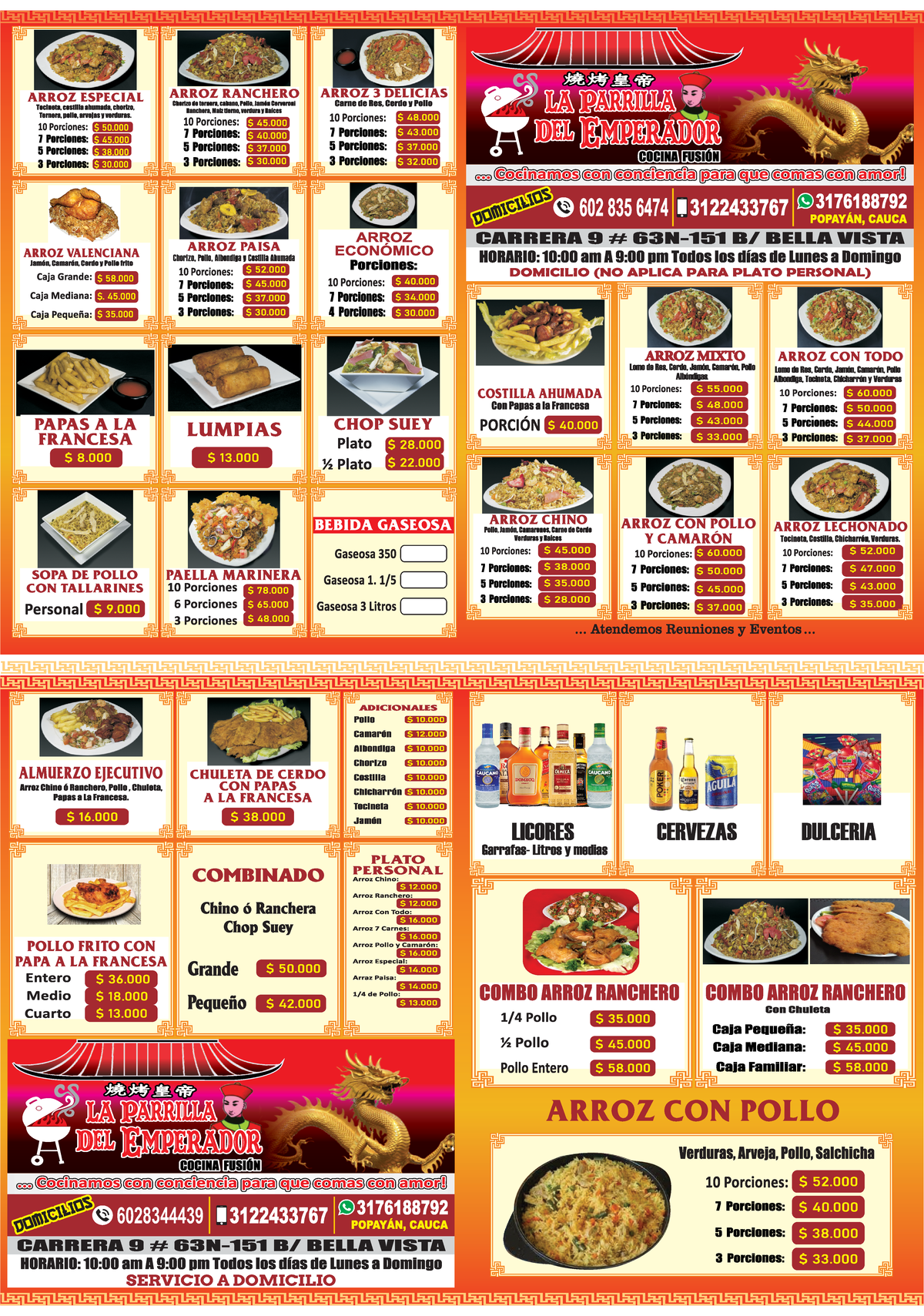 Cartas EL Emperador - ARROZ ESPECIAL ARROZ RANCHERO ARROZ 3 DELICIAS ...