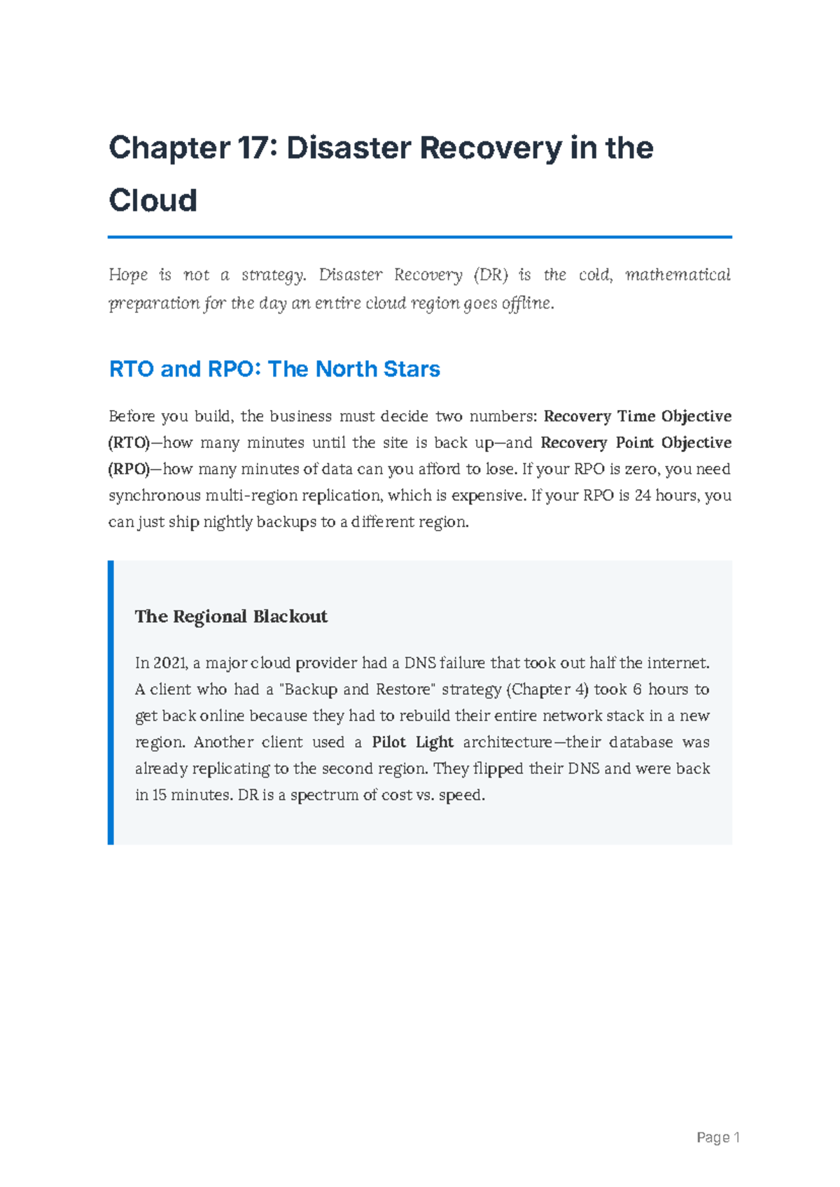 Chapter 17: Disaster Recovery RTO, RPO, and Pilot Light Strategies ...