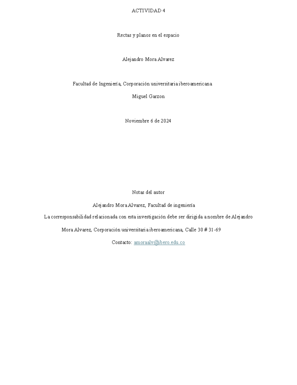 Actividad 4: Rectas y Planos en el Espacio - Álgebra - Studocu