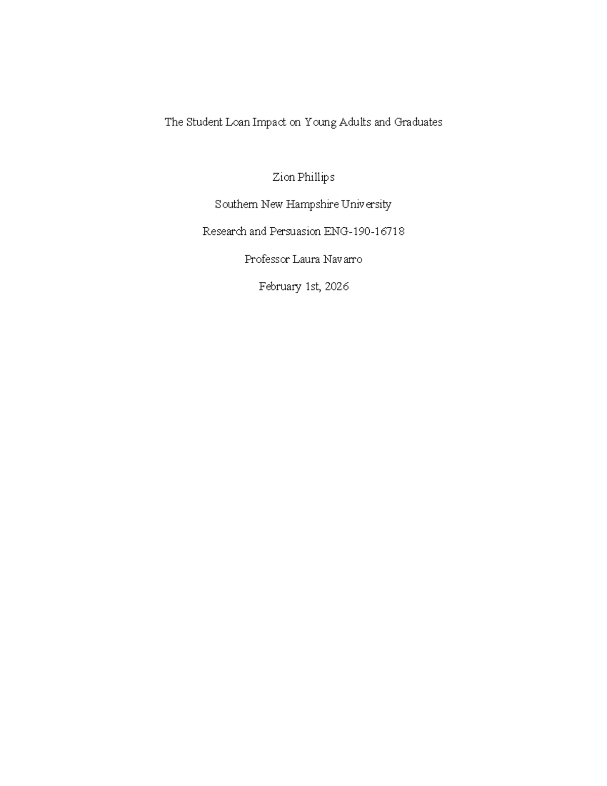The Impact of Student Loan Debt on Young Adults: A Research Essay - Studocu