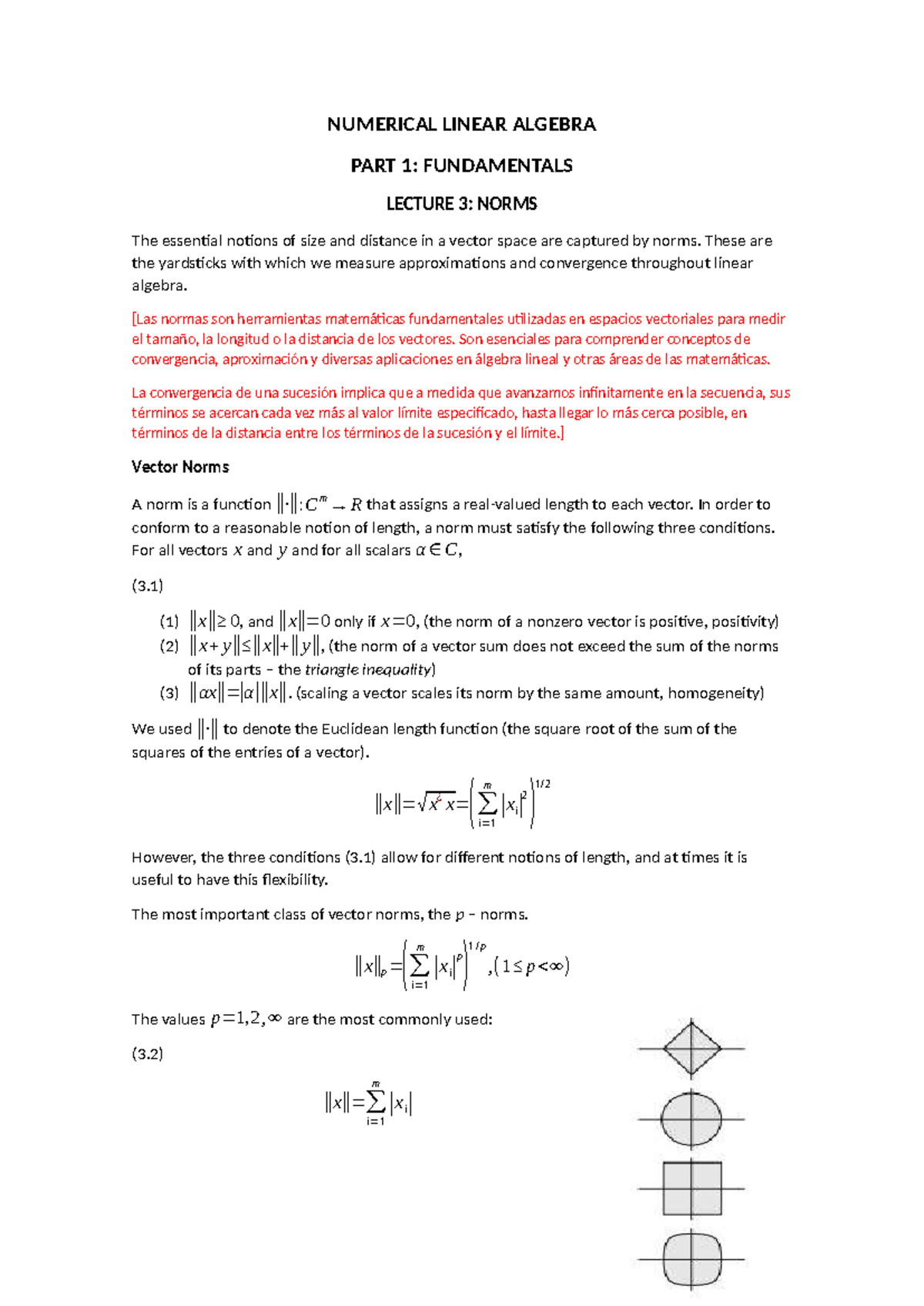 NUMERICAL LINEAR ALGEBRA (NLA) LECTURE 3: UNDERSTANDING NORMS - Studocu