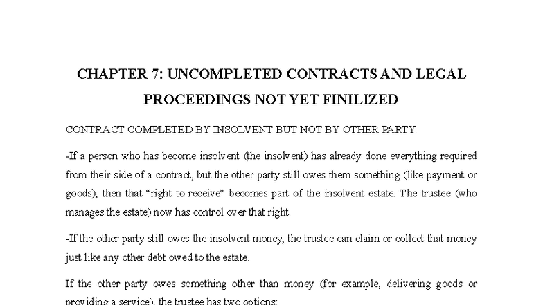 Chapter 7: Uncompleted Contracts & Legal Proceedings in Insolvency ...