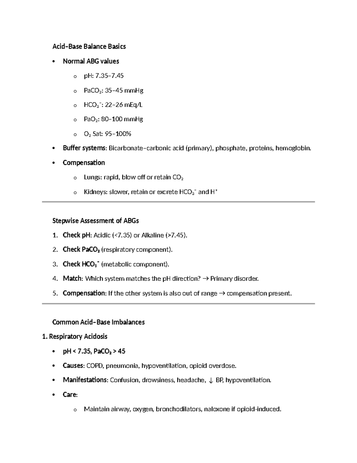 Mod7Acid Base - Understanding Acid-Base Balance & Complications - Studocu