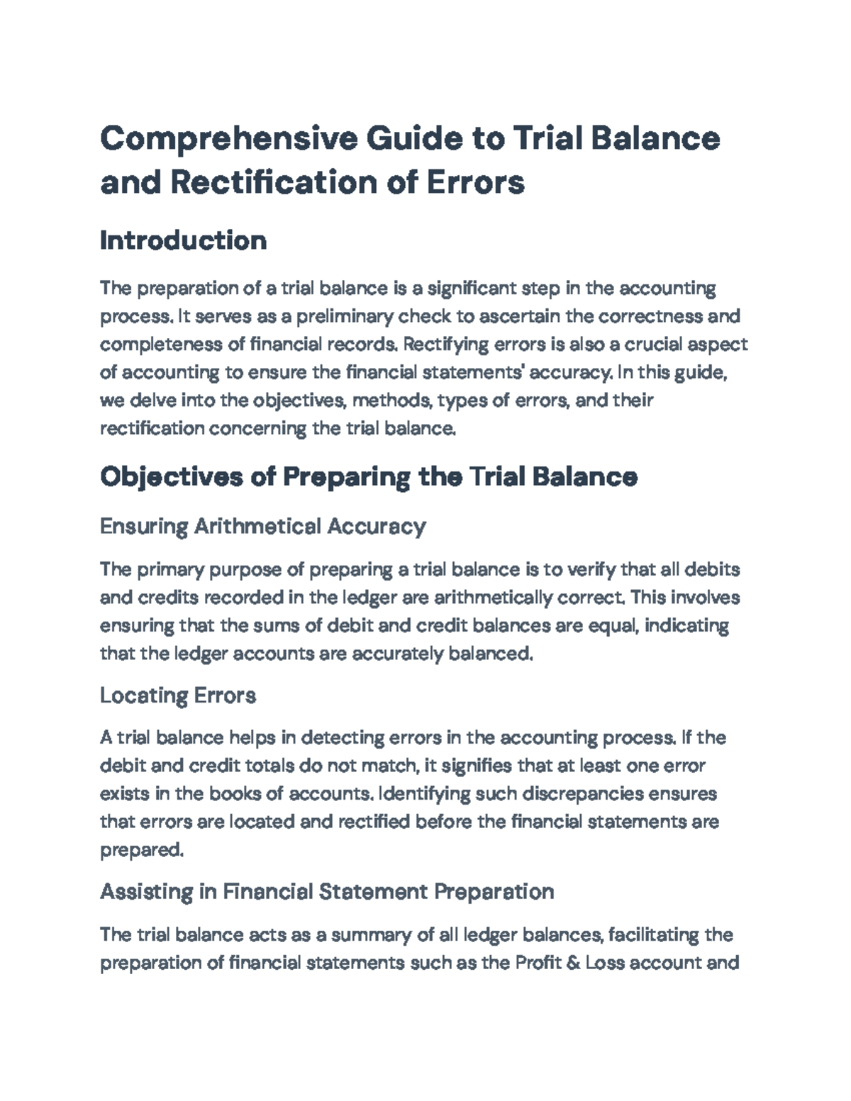Comprehensive Guide: Trial Balance & Error Rectification Techniques - Comprehensive Guide to ...