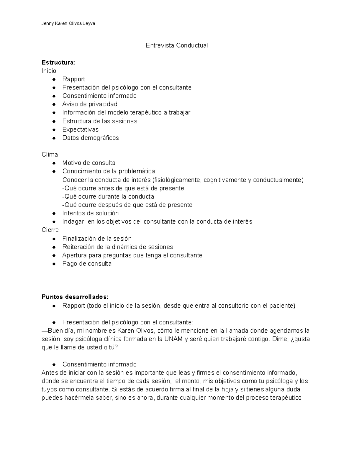 Guía de Entrevista Conductual - Psicología (PSI101) - Studocu
