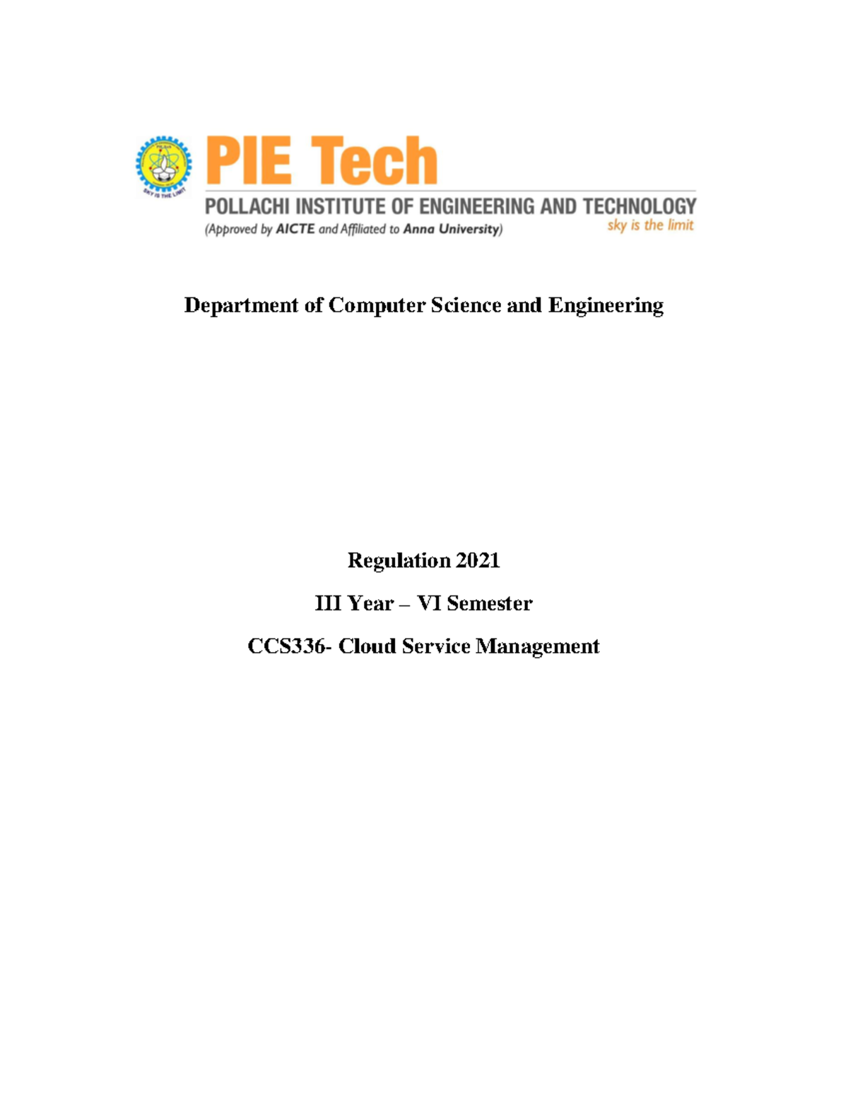 CCS336 - Cloud Service Management Lab Manual: Key Concepts ...