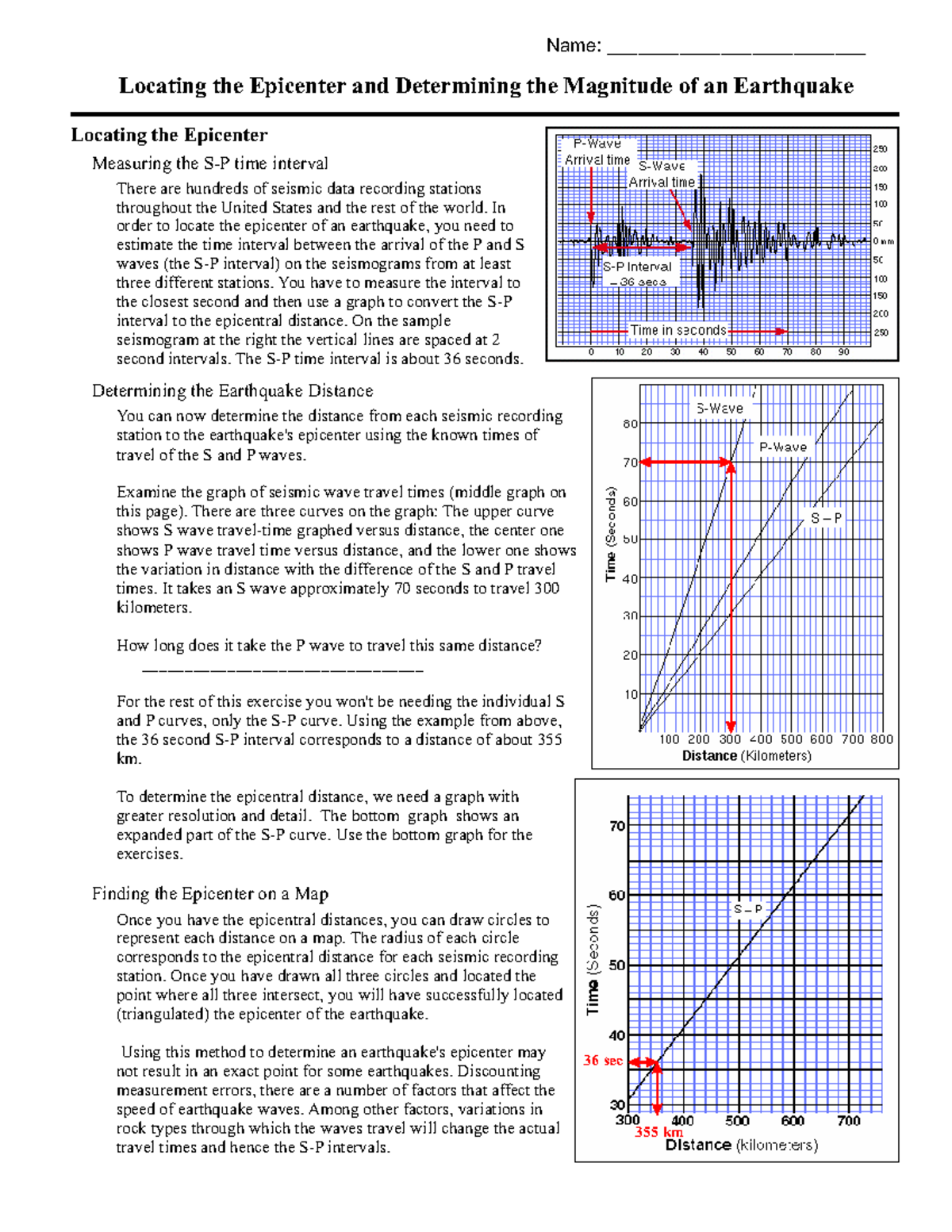 2E Lab 5-1 Earthquake Epicenter Location & Magnitude Determination ...