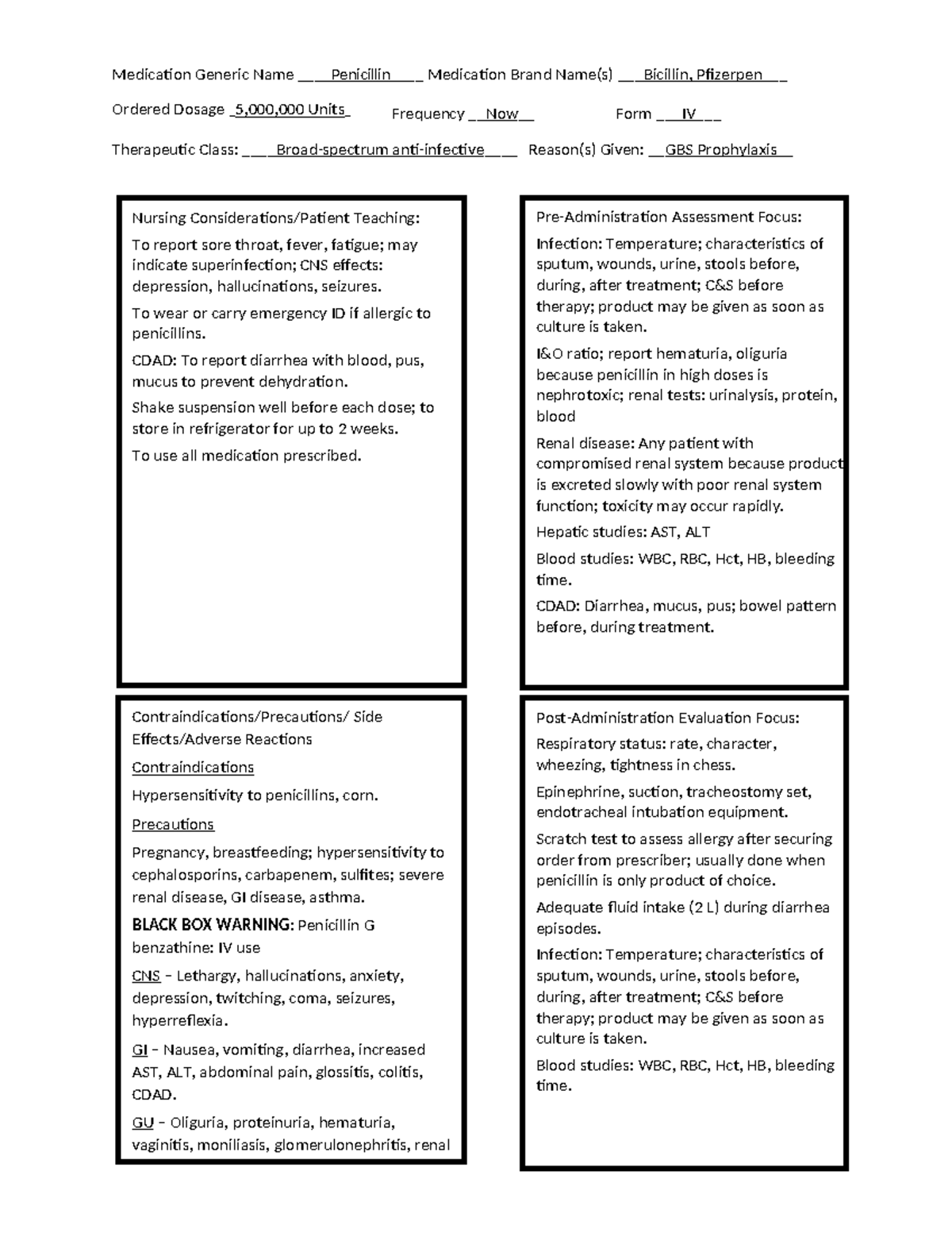 Penicillin Drug Cards for Nursing Students: Key Considerations ...