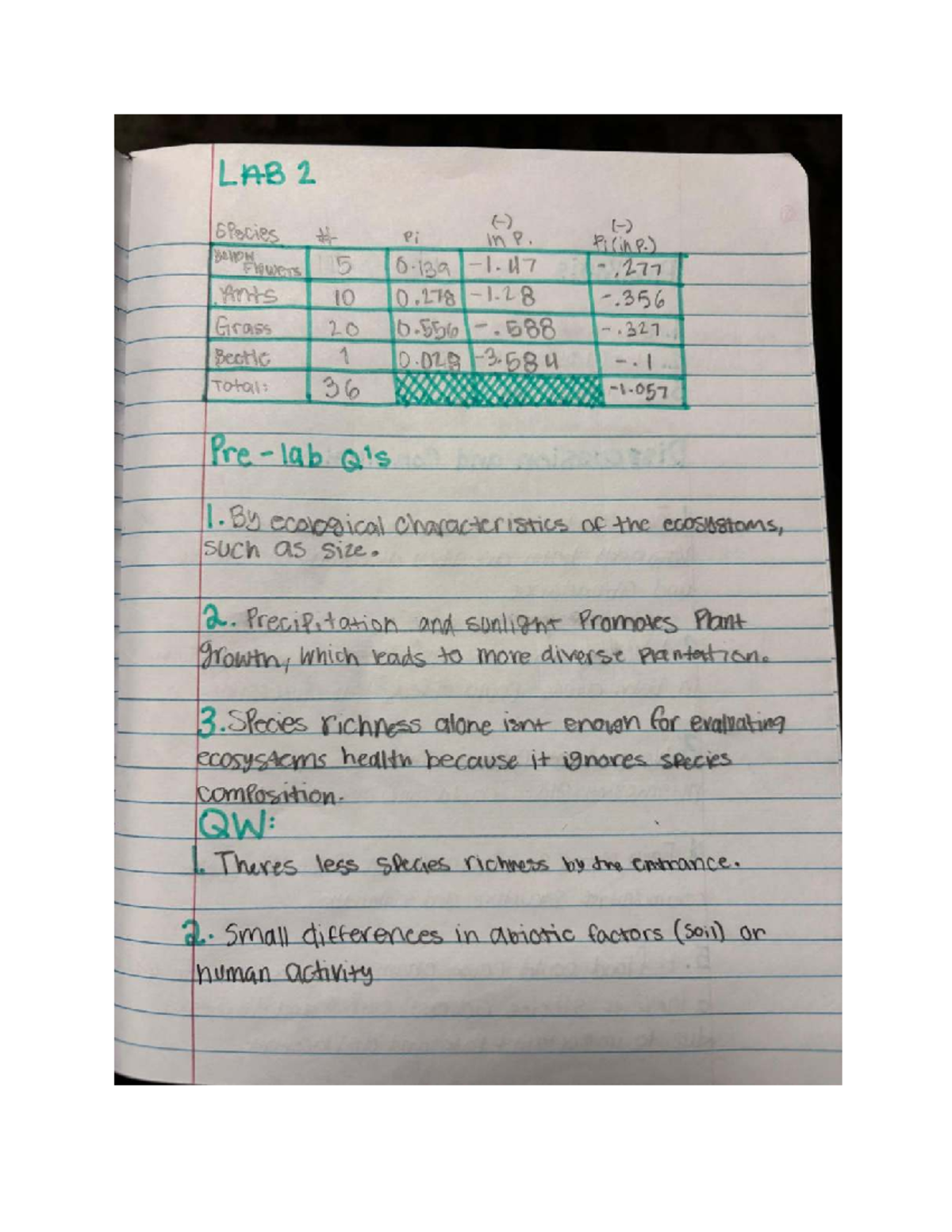 Lab 2 - APES: Species Diversity and Ecosystem Analysis - Studocu