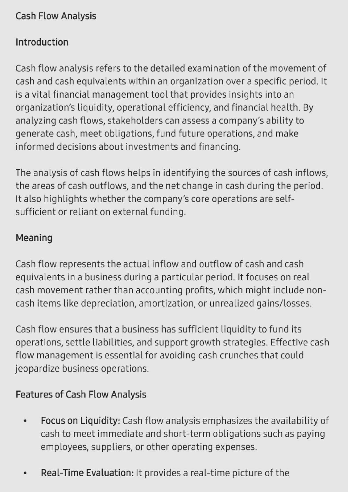 Cash flow - Cash flow analysis - Cash Flow Analysis Introduction Cash ...