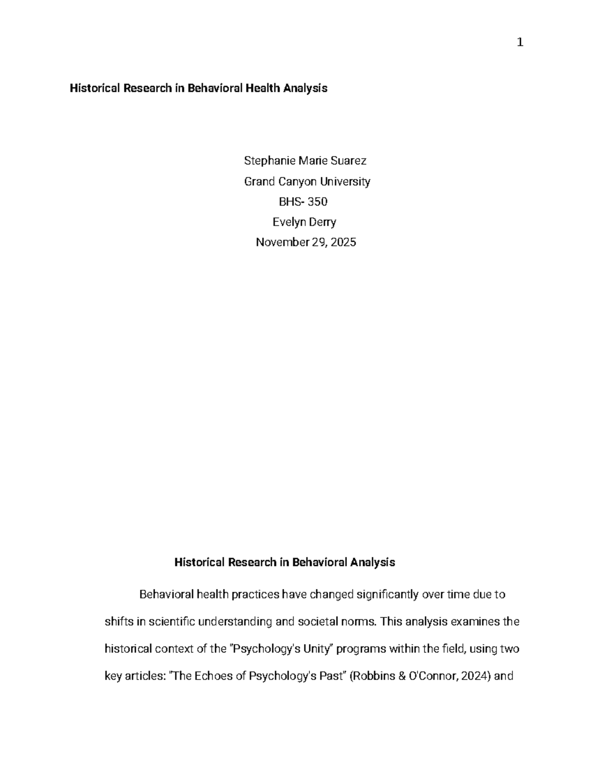 HIST 350: Historical Analysis of Behavioral Health Practices - Studocu