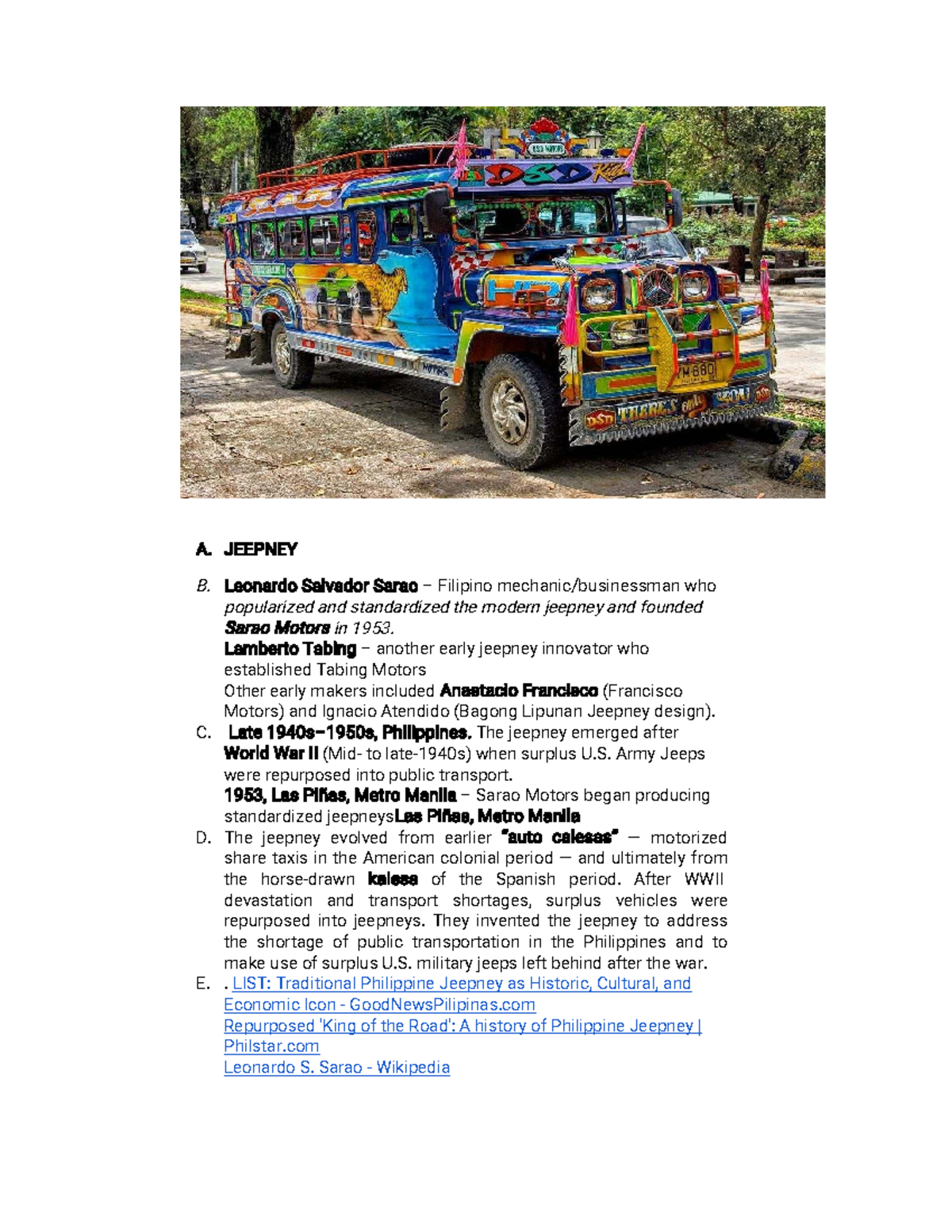 Filipino Inventions: Jeepney & Videophone Innovations - Studocu