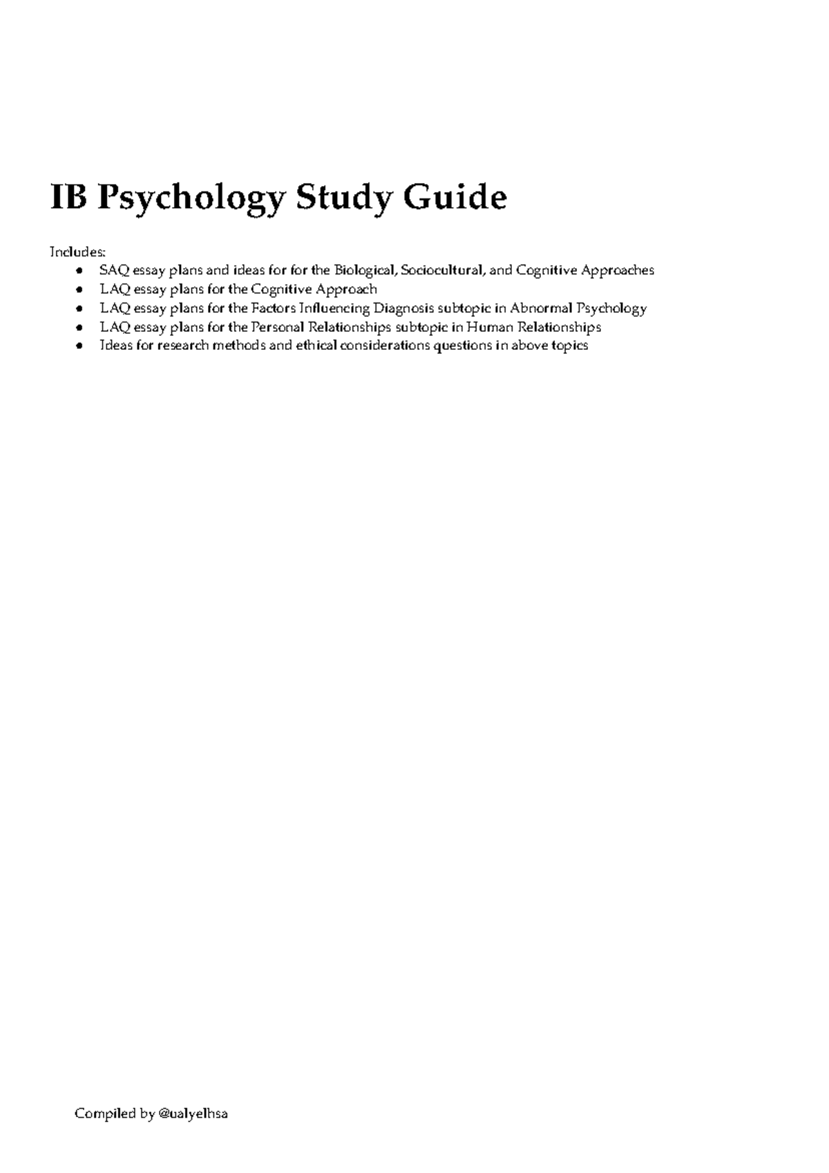 IB Psychology Study Guide: Key Concepts in Biological, Socio-Cultural ...