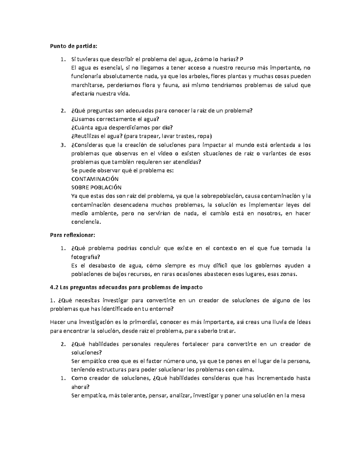 Diario de reflexiones Unidad 4 identificación de problemas - Punto de partida: Si tuvieras que ...