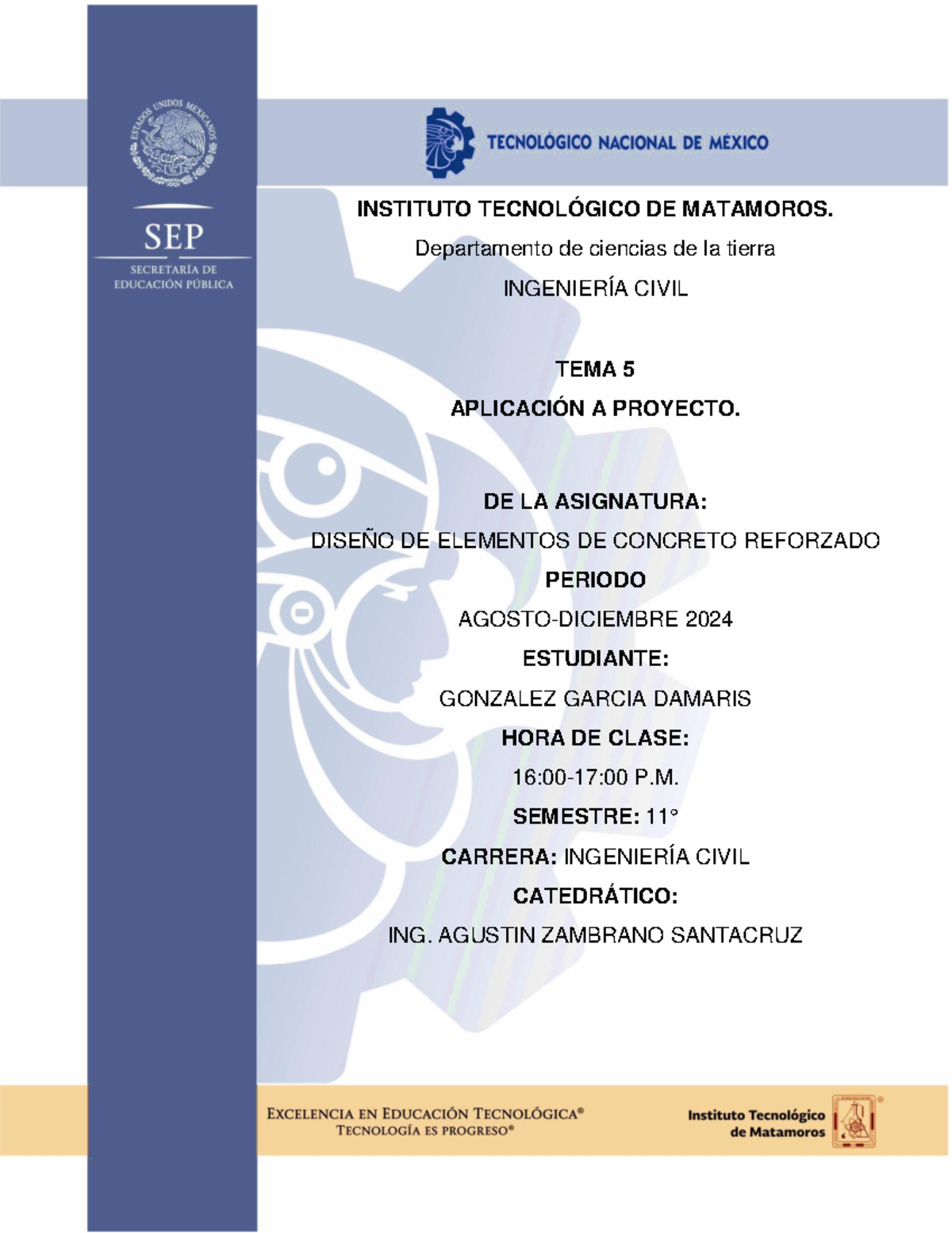 DISEÑO DE ELEMENTOS DE CONCRETO REFORZADO - TEMA 5 (ING. CIVIL) - Studocu