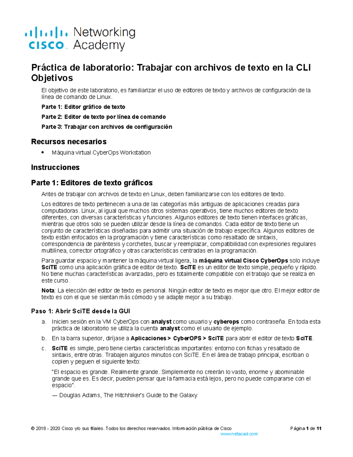 4.2.6 Práctica de Laboratorio: Trabajar con Archivos de Texto en la CLI - Studocu