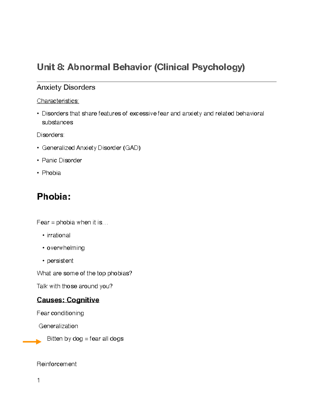 AP Psy - Unit 8: Characteristics of Anxiety Disorders and Treatments ...