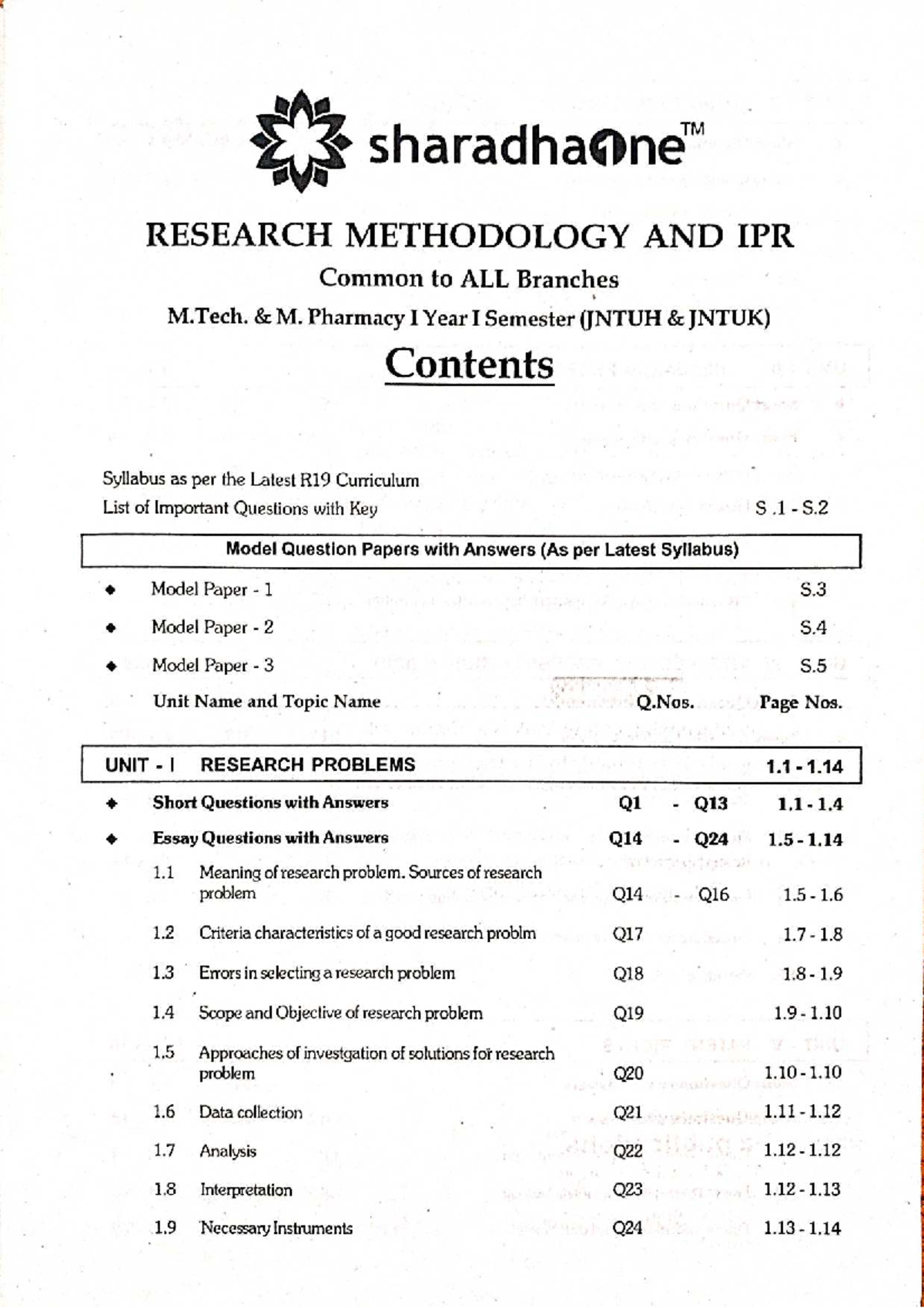 Research Methodology and IPR (M.Tech/M.Pharm) - Important Questions ...