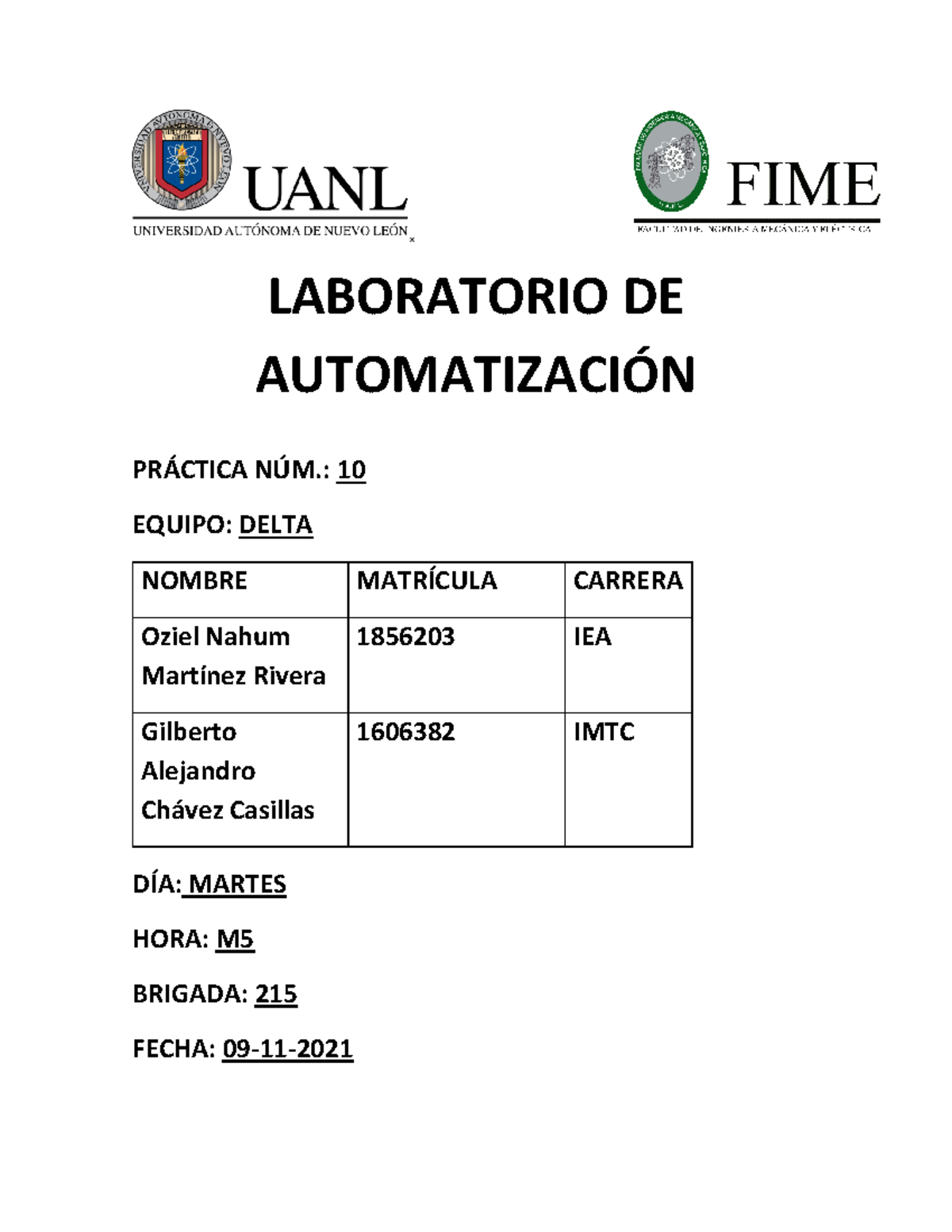 Practica 10 LAB DE AUTO - LABORATORIO DE AUTOMATIZACI”N PR¡CTICA N⁄M ...