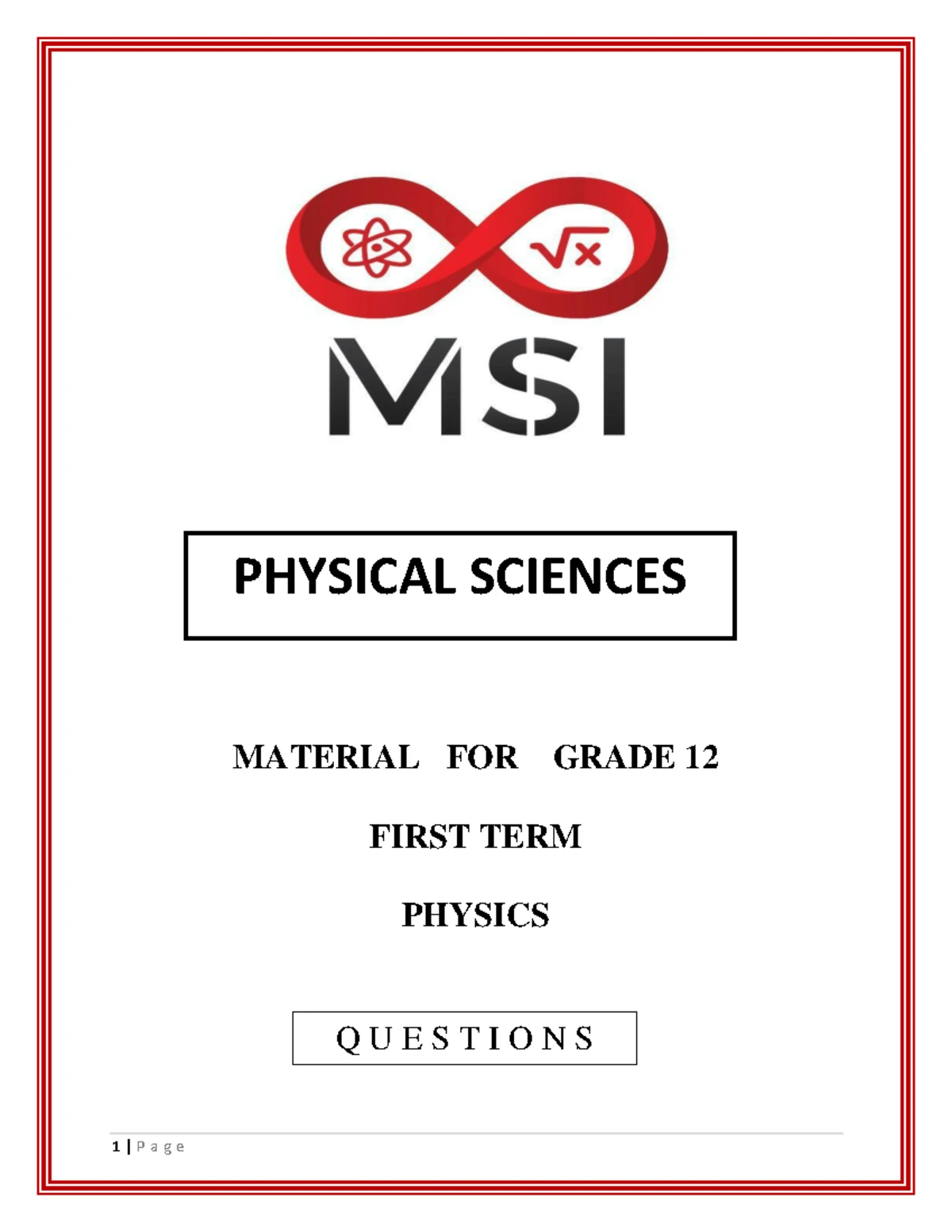 Grade 12 Physics Practice Questions & Answers (2025) - Studocu