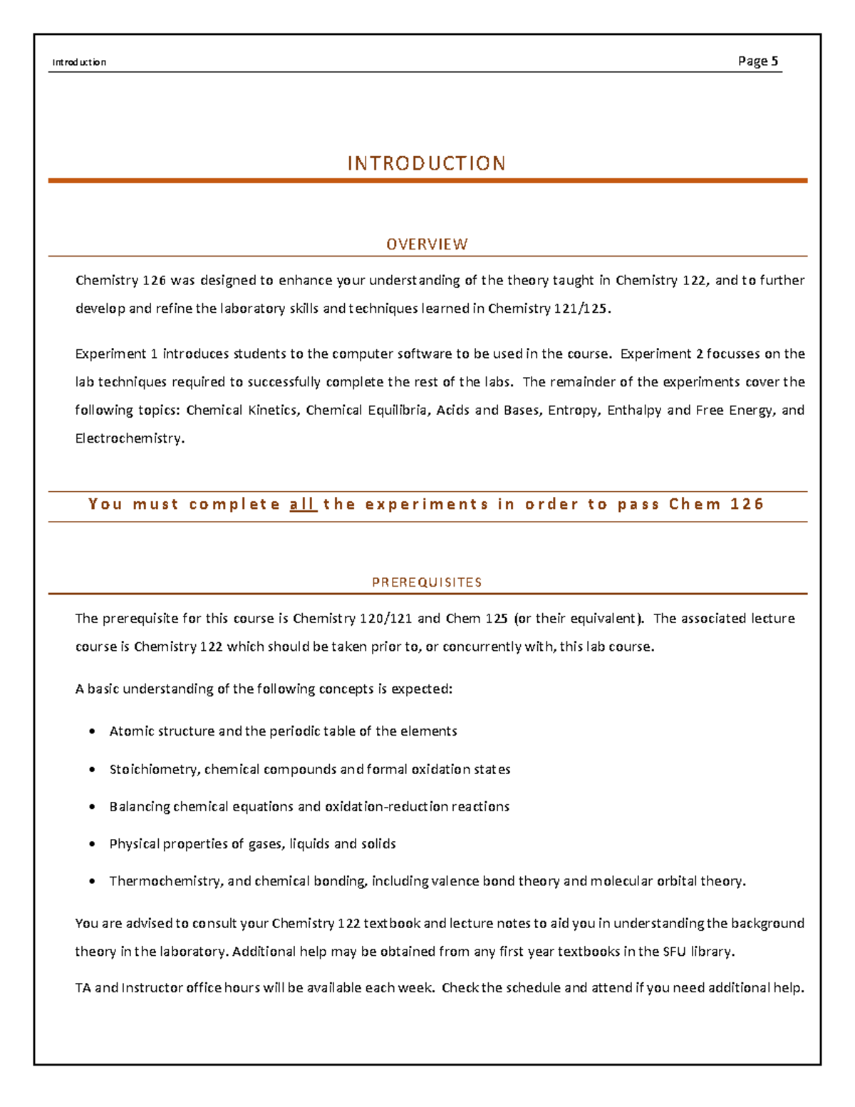 Chem 126 Lab Manual: Intro to Experiments and Safety Protocols - Studocu