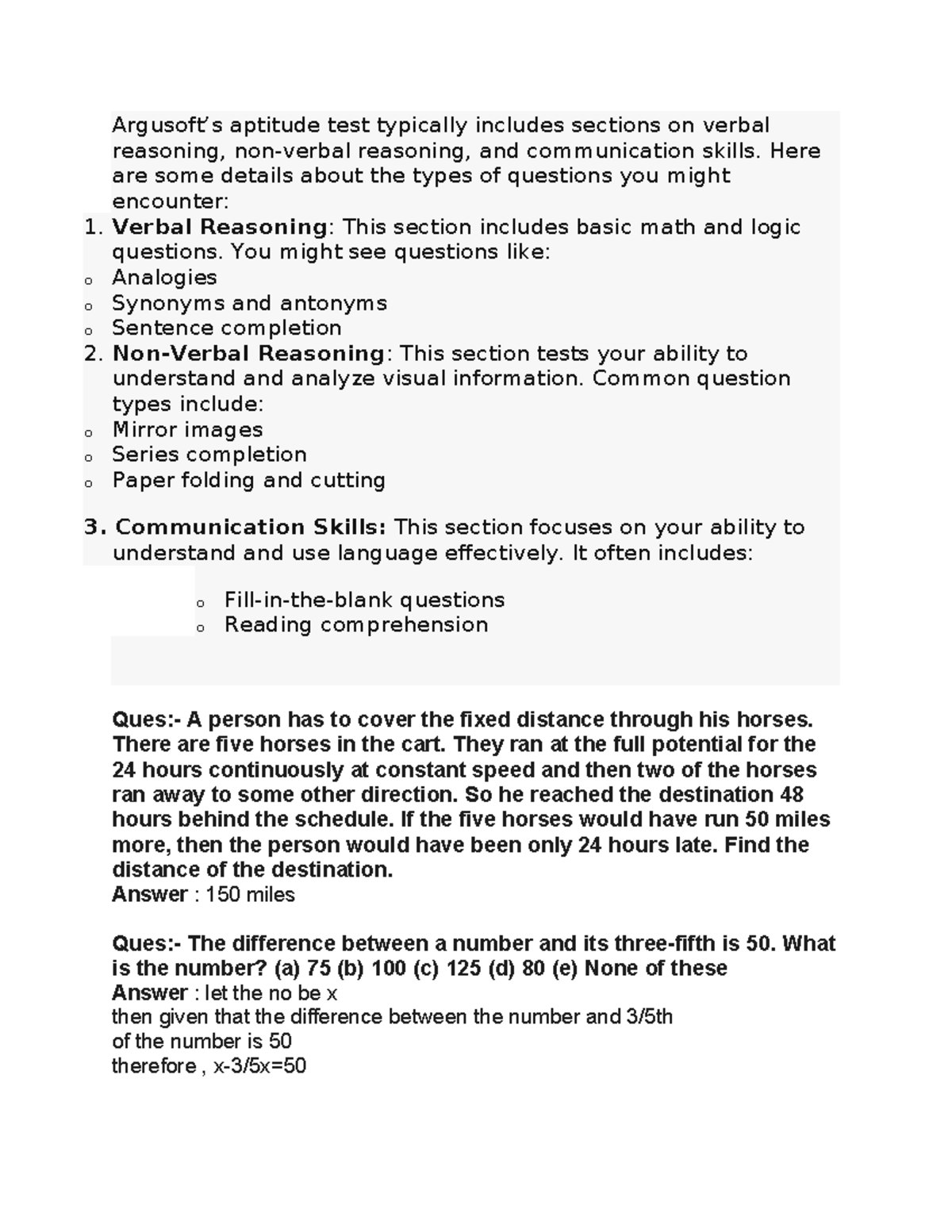 Argusoft Aptitude Test Prep: Verbal, Non-Verbal, and Skills Insights ...