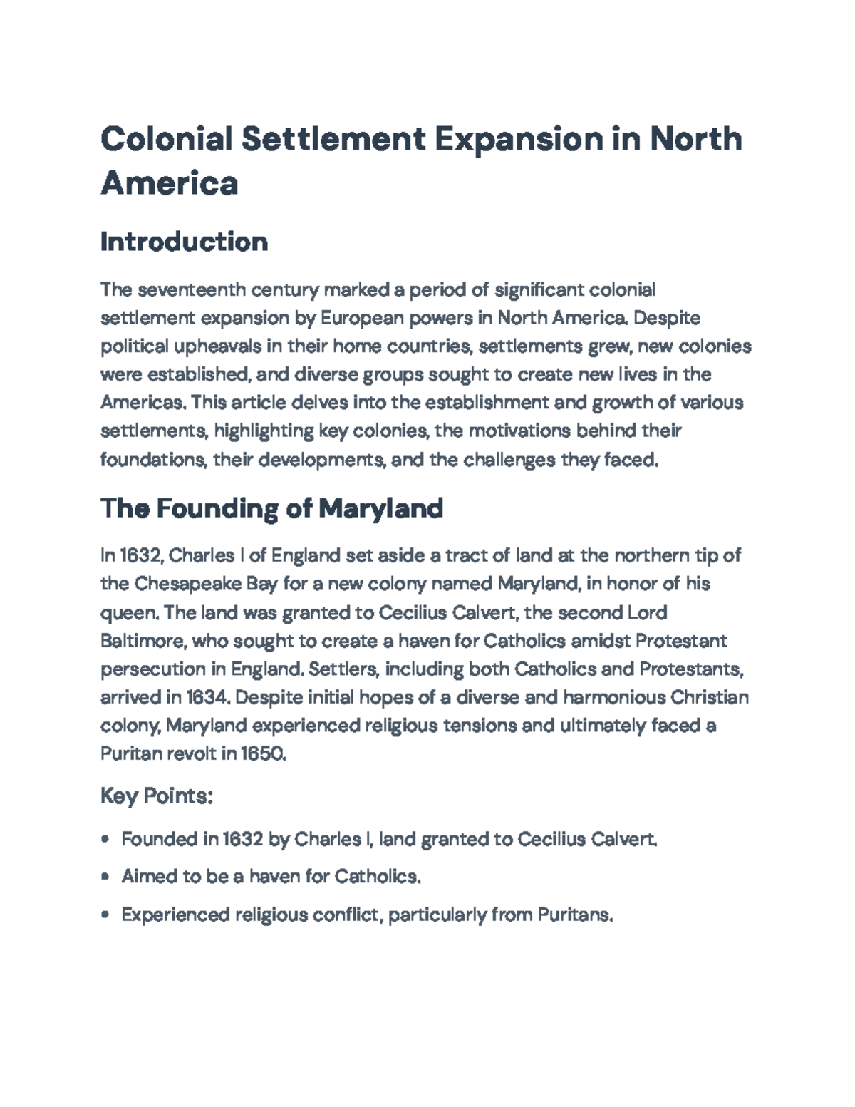 Colonial Expansion in North America: 17th Century Developments ...