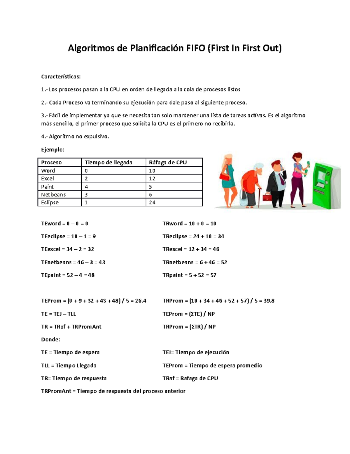 Algoritmo de Planificación FIFO ejercicio - Algoritmos de Planificación ...