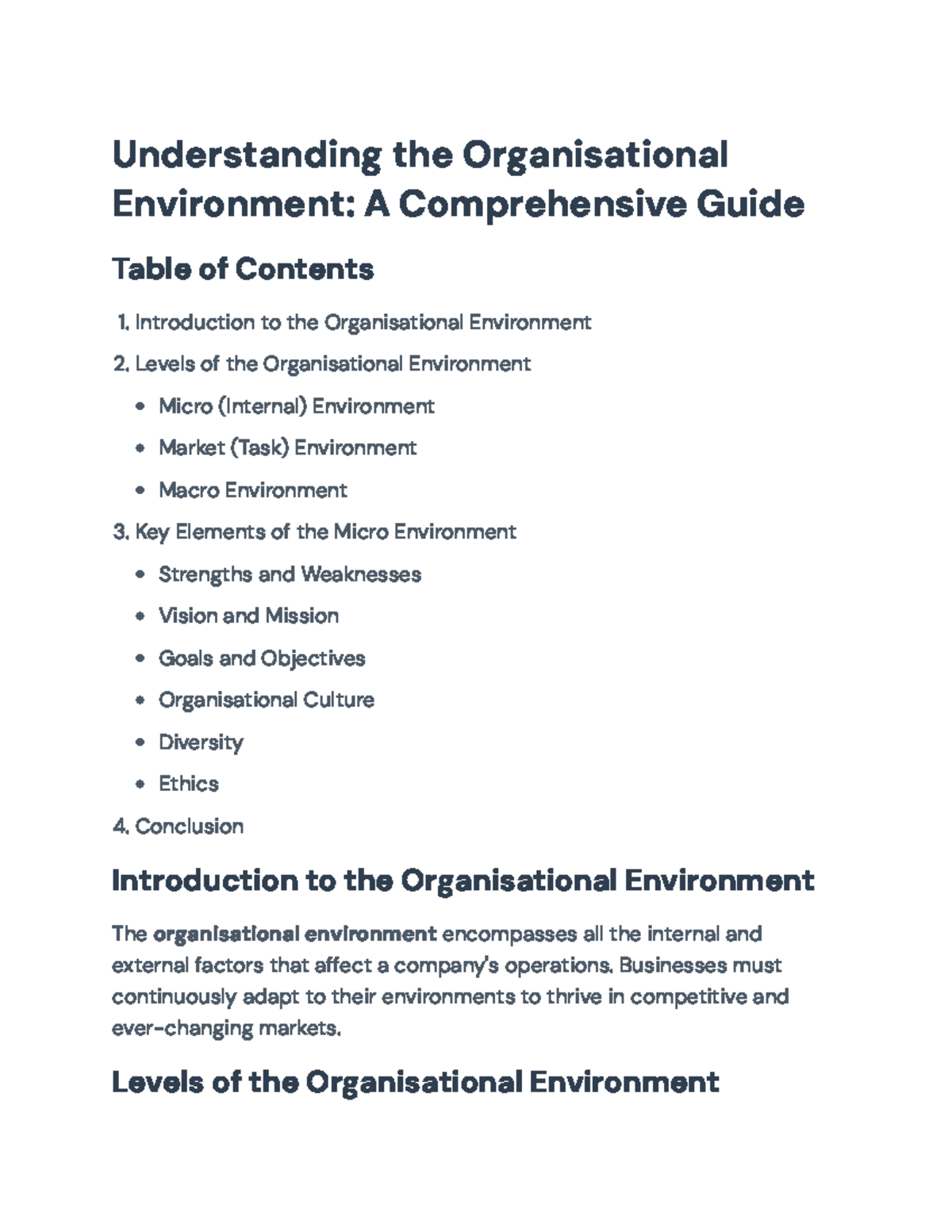 Organizational Environment Analysis: Strengths, Weaknesses, and Ethics ...