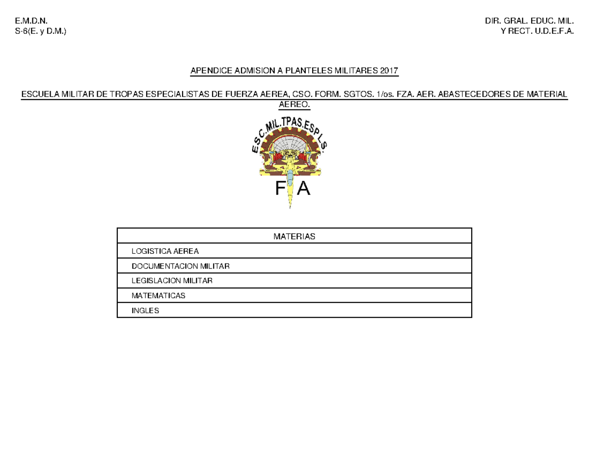 Emtefa SGTO 1 Faama 2017 - E.M.D. S-6(E. y D.) DIR. GRAL. EDUC. MIL. Y ...