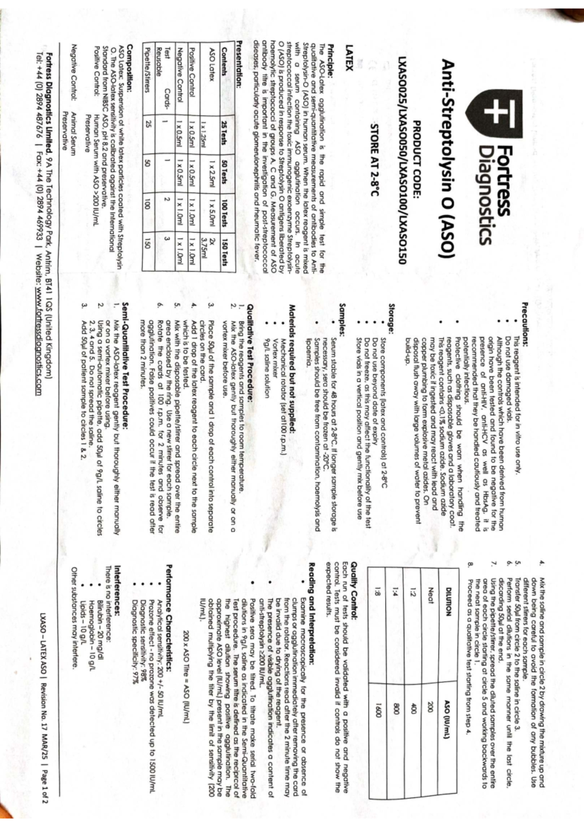 ASO - Qualitative Test Procedure Notes for Lab Use - Studocu