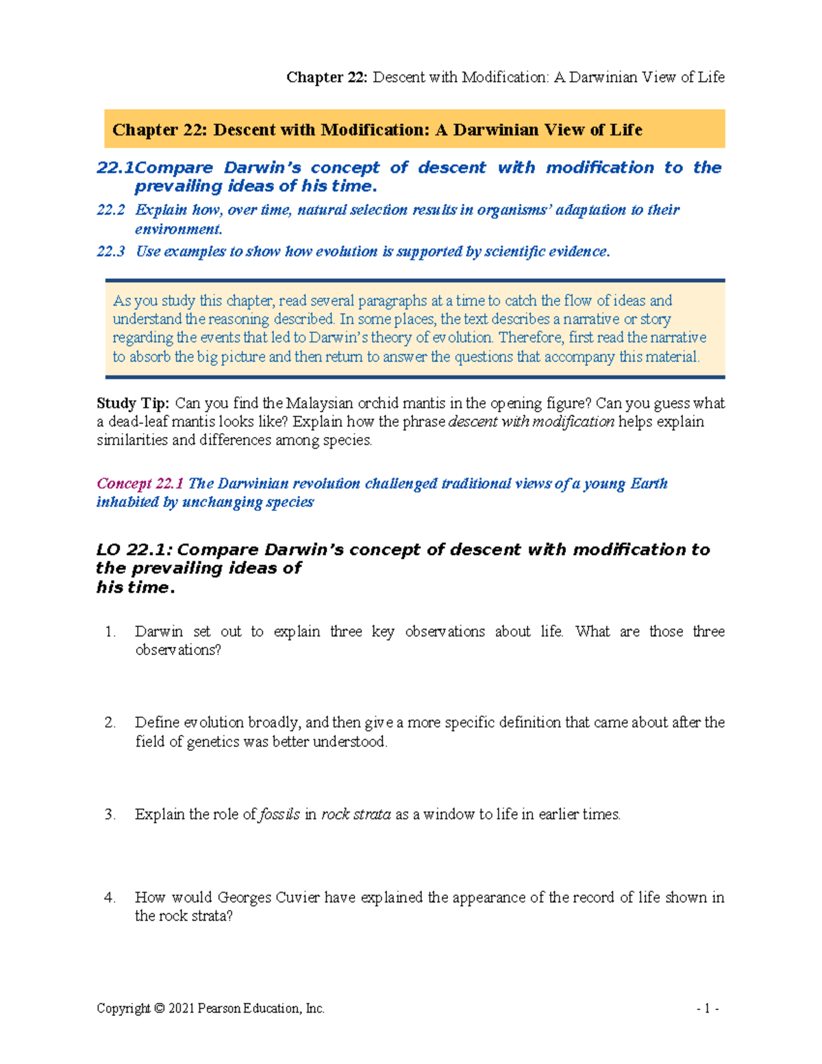 Ch 22 GR - Essay: Descent with Modification & Natural Selection - Studocu