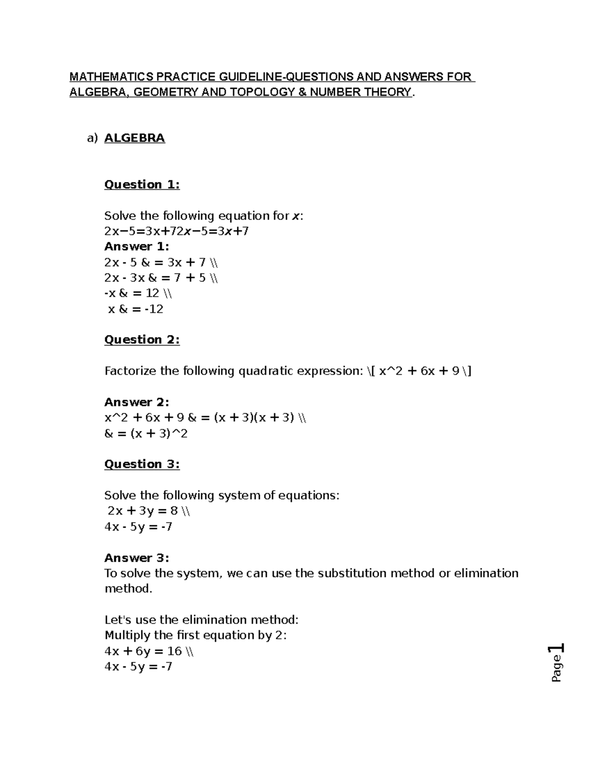 MAT 101 Final Exam Practice: Algebra, Geometry & Number Theory - Studocu