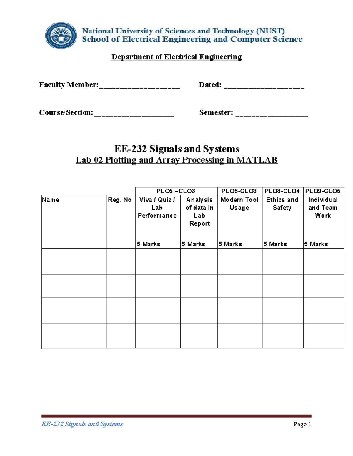 SNS Lab 02: Plotting and Array Processing in MATLAB (2024 Update) - Studocu