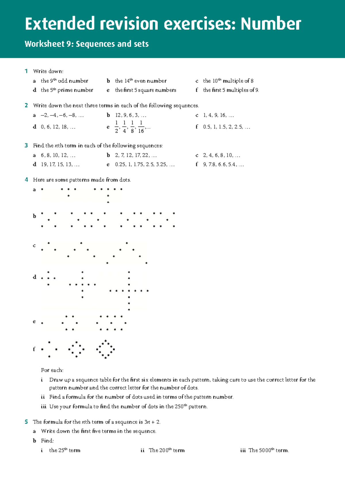 Chapters 9-10 Revision Exercises: Sequences, Sets, and Algebra - Studocu