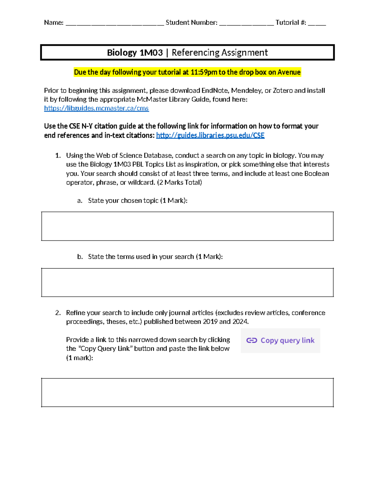 Literature Search and Referencing Assignment - W25 - Name ...