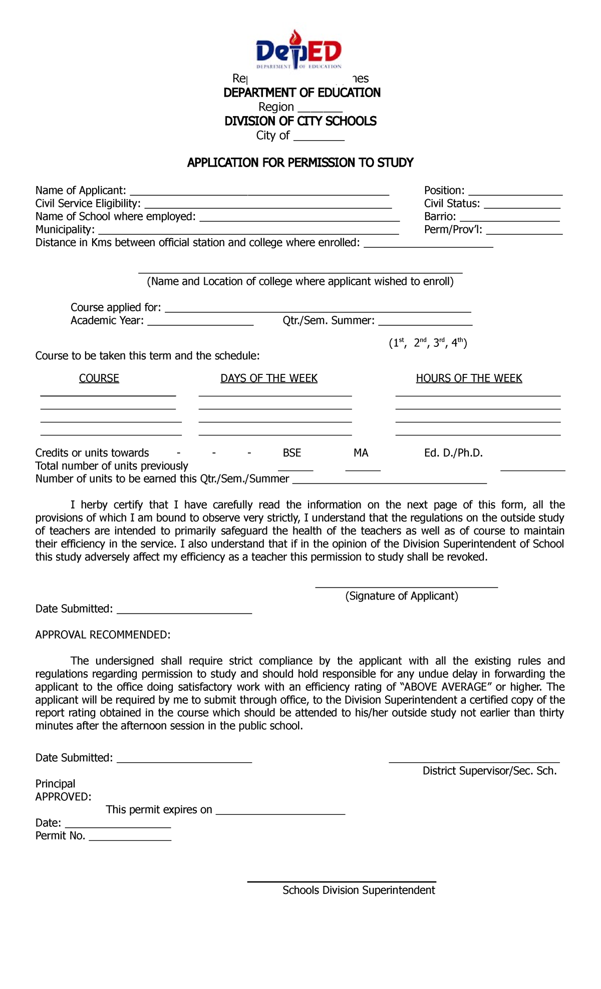 Permit-to-Study Application Sample: Guidelines and Requirements - Studocu