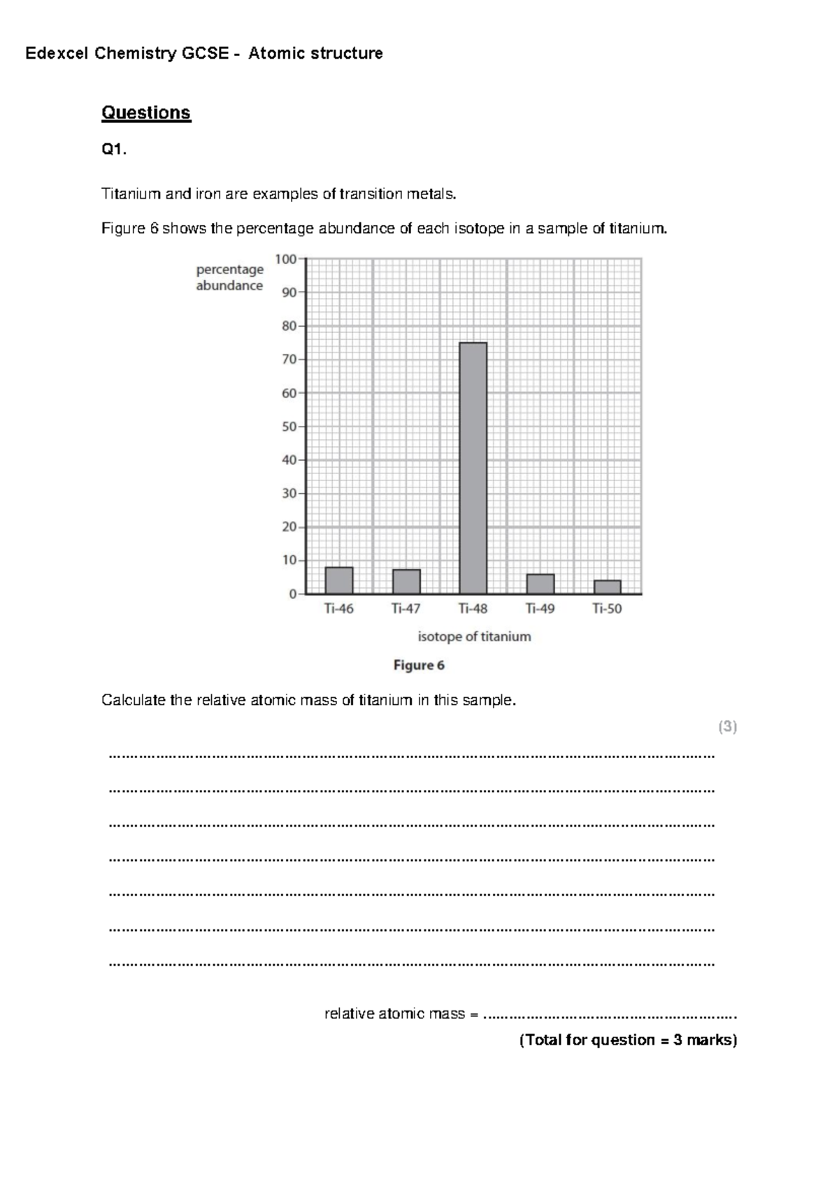 Edexcel Chemistry GCSE Atomic Structure - Study Notes - Studocu